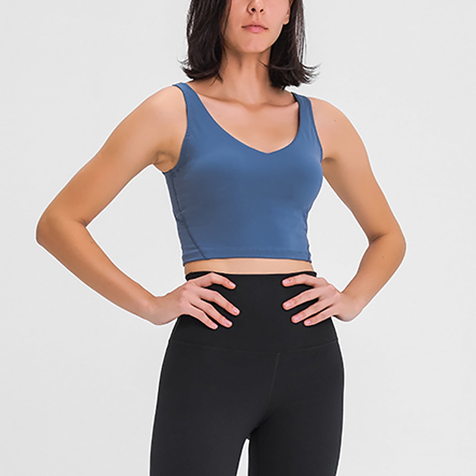 PEASKJP Bras For Women Women's High Neck Longline Sports Bra - Padded ...