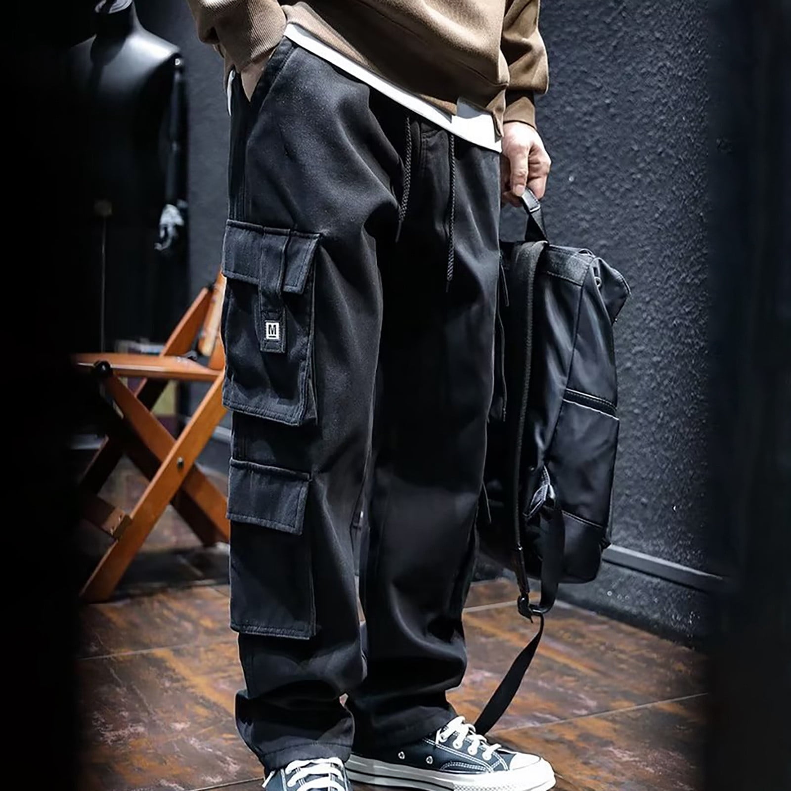 PEASKJP Cargo Pants Men Drawstring Men's On The Go Cargo Pants, Casual ...