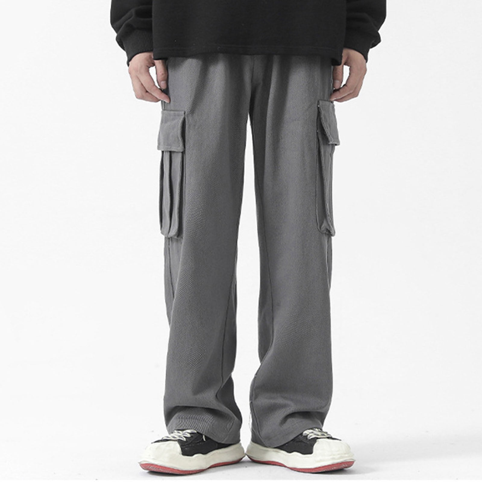 PEASKJP Cargo Pants for Men Big and Tall Men's Capri Long Twill Cargo ...