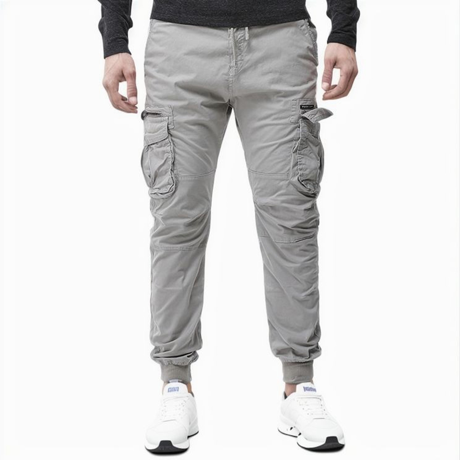 PEASKJP Cargo Pants for Men Relaxed Fit Men's Elastic Waist Drawstring ...