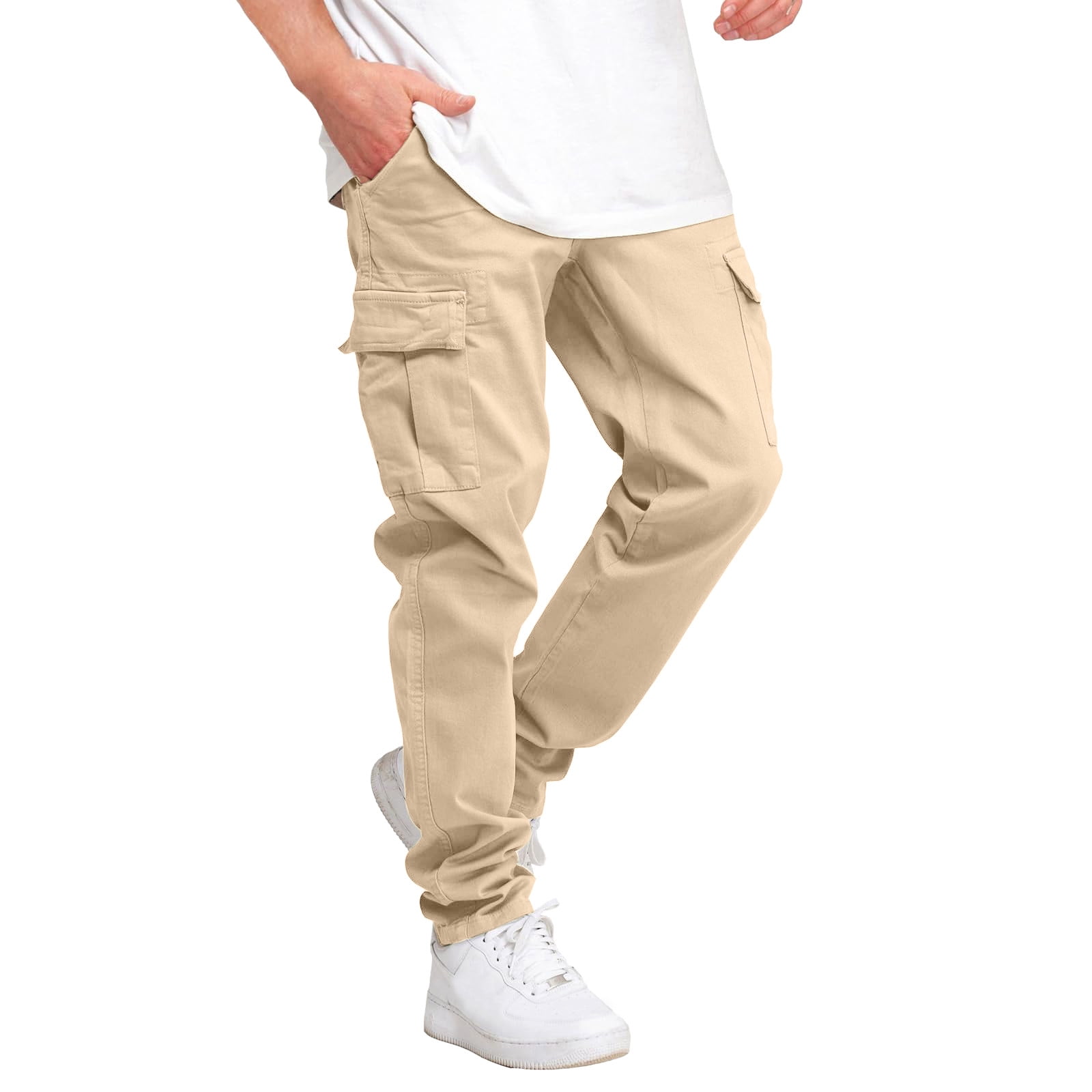 PEASKJP Cargo Pants for Men Relaxed Fit Mens Casual Twill Cargo Pants ...