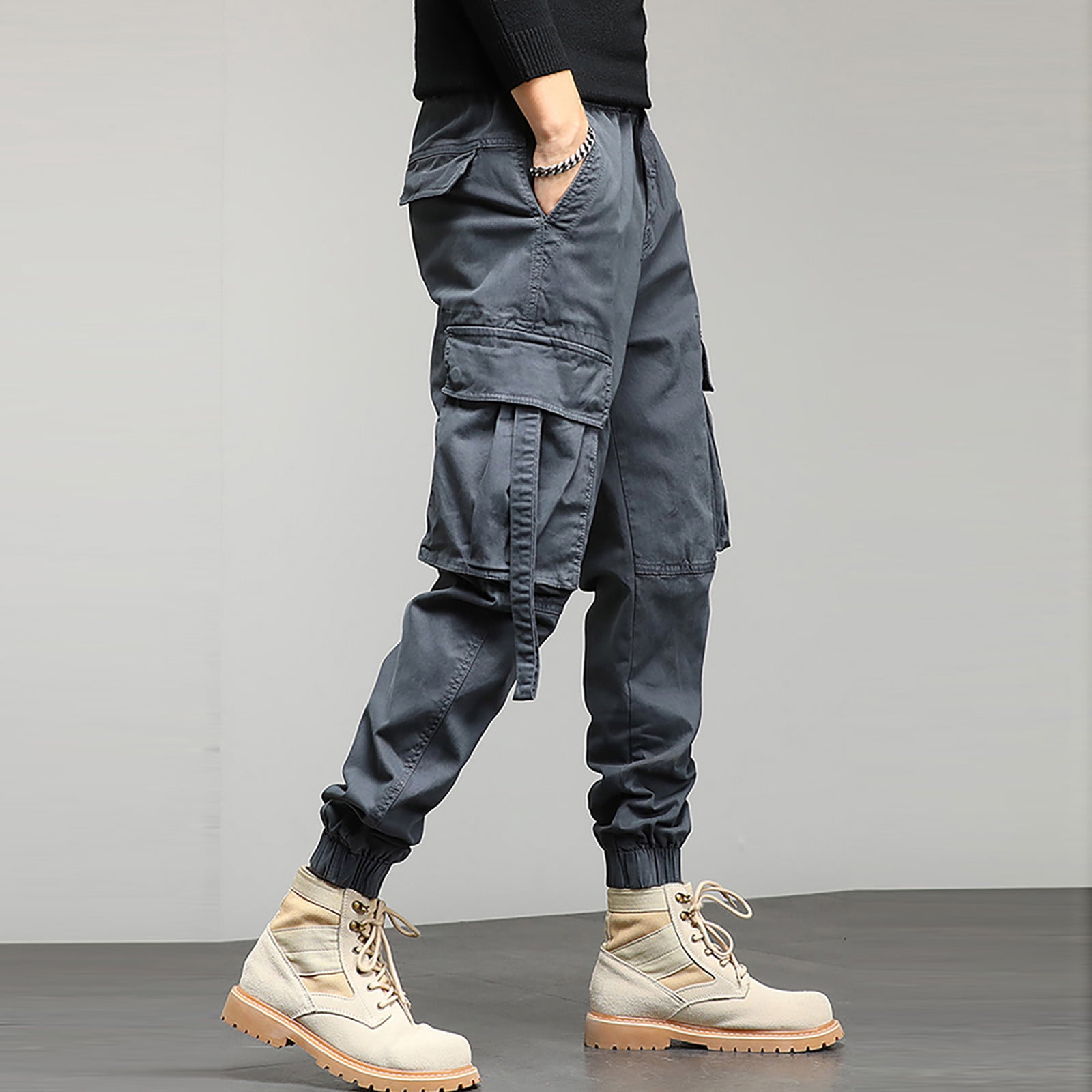 PEASKJP Cargo Pants for Men Stretch Men's Cargo Pants Multi Pocket ...