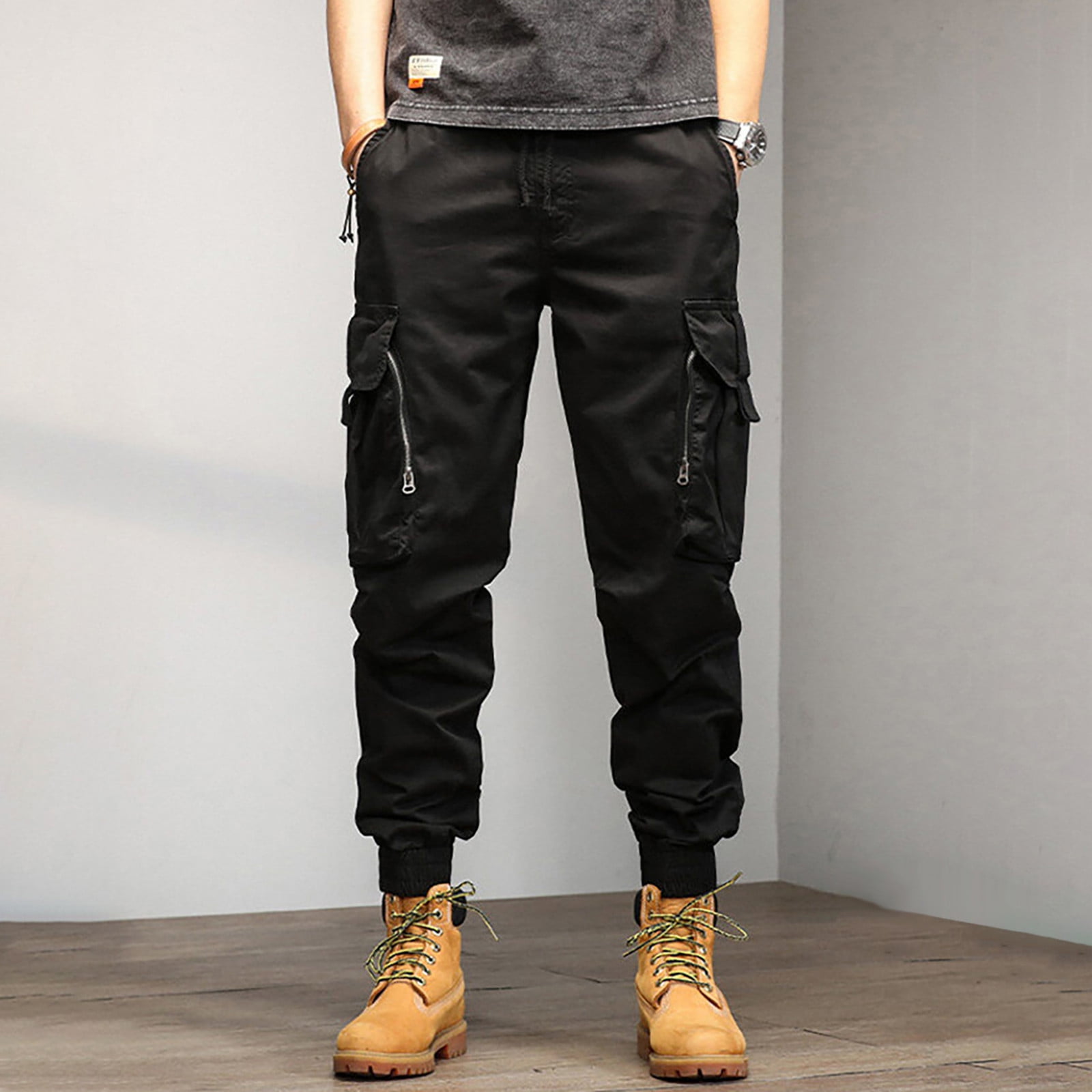 PEASKJP Cargo Pants for Men Stretch Men's Long Cargo Pants Casual Below ...