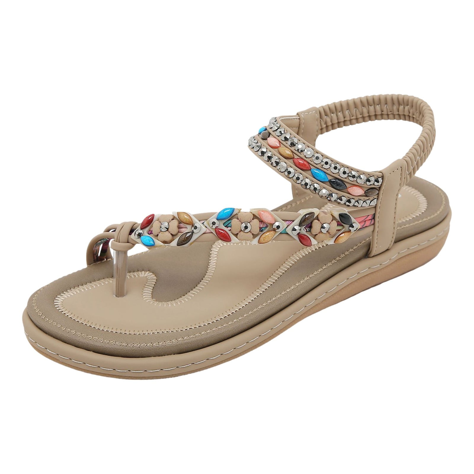 PEASKJP Dressy Sandals Women Women's Wide Width Flat Slides Sandals ...