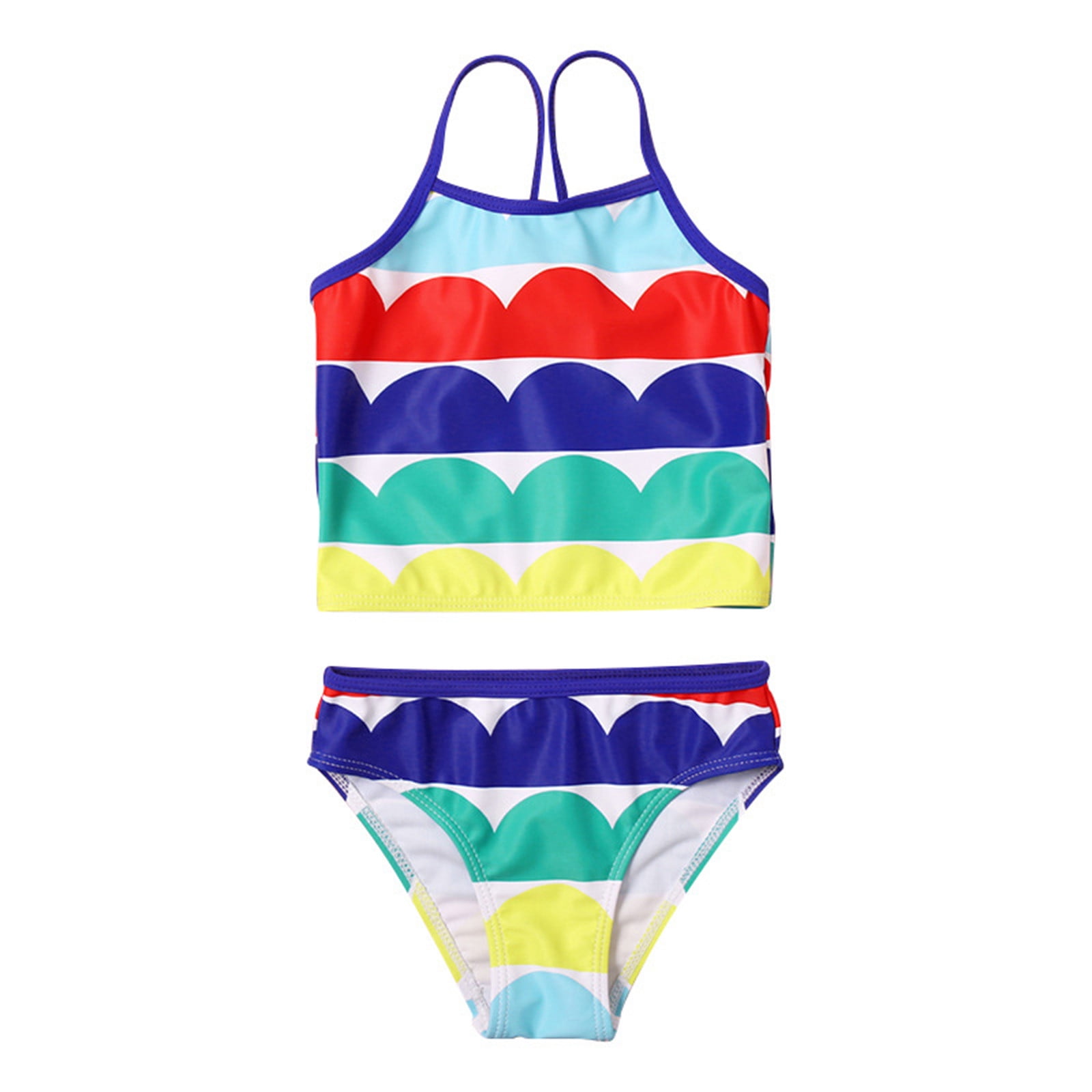 PEASKJP Girl Bathing Suits Two Piece Swimsuit Beach Ruffle Halter Neck ...