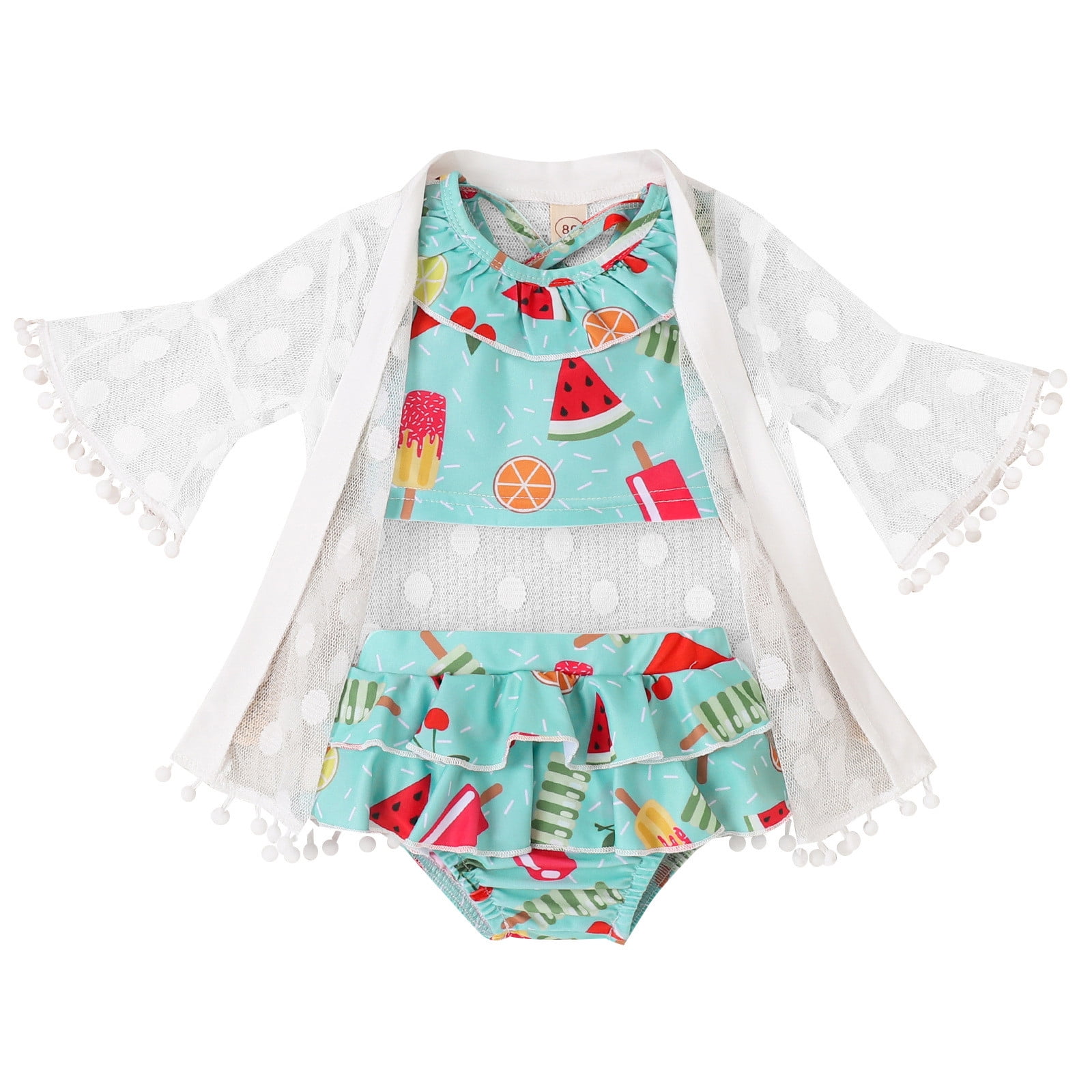 PEASKJP Girl Swimsuit Girl 2 Piece Tankinis Floral Print Layered Ruffle ...