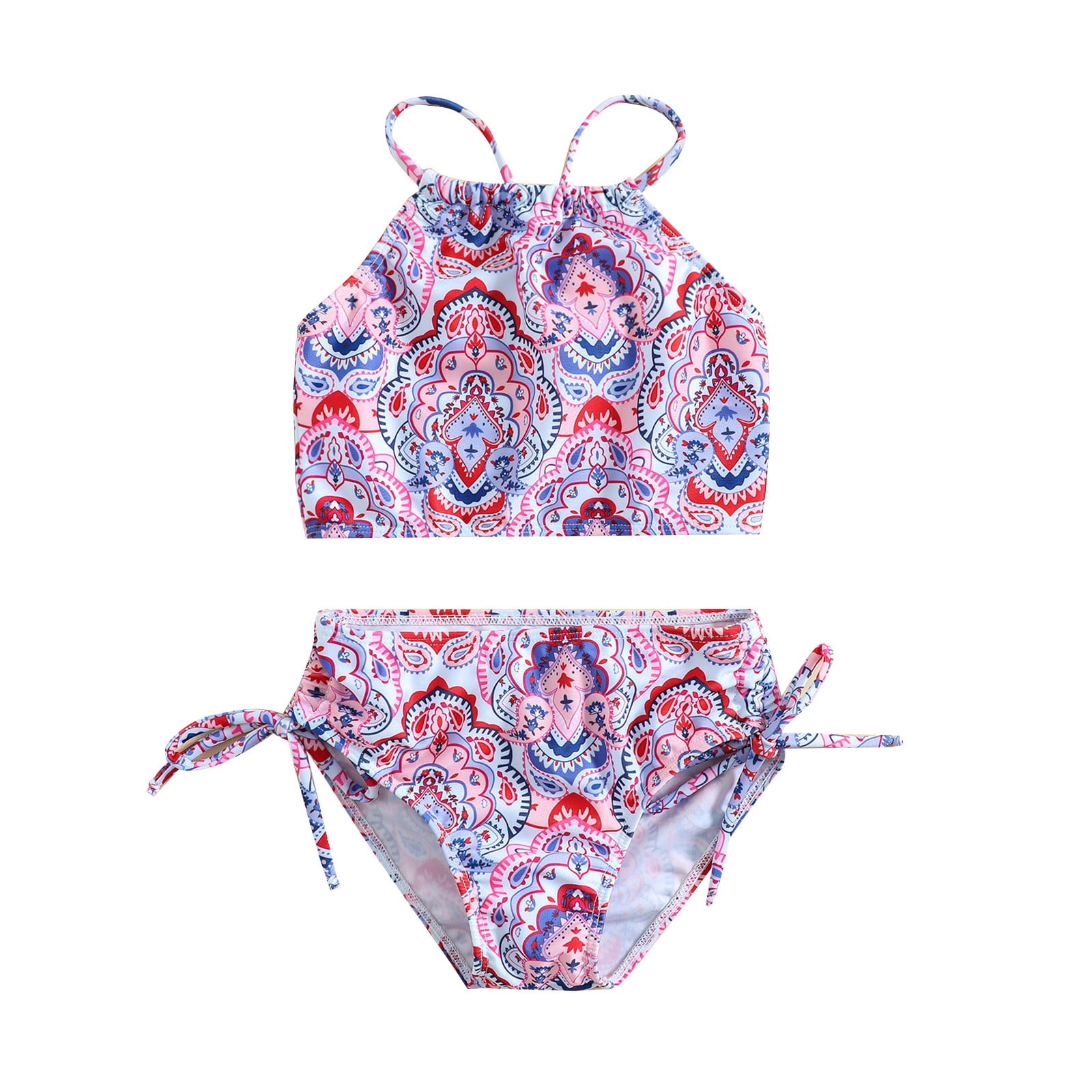 PEASKJP Girls' 2Pcs Swimsuits Bikini Bathing Suit Beach Surf Floral ...