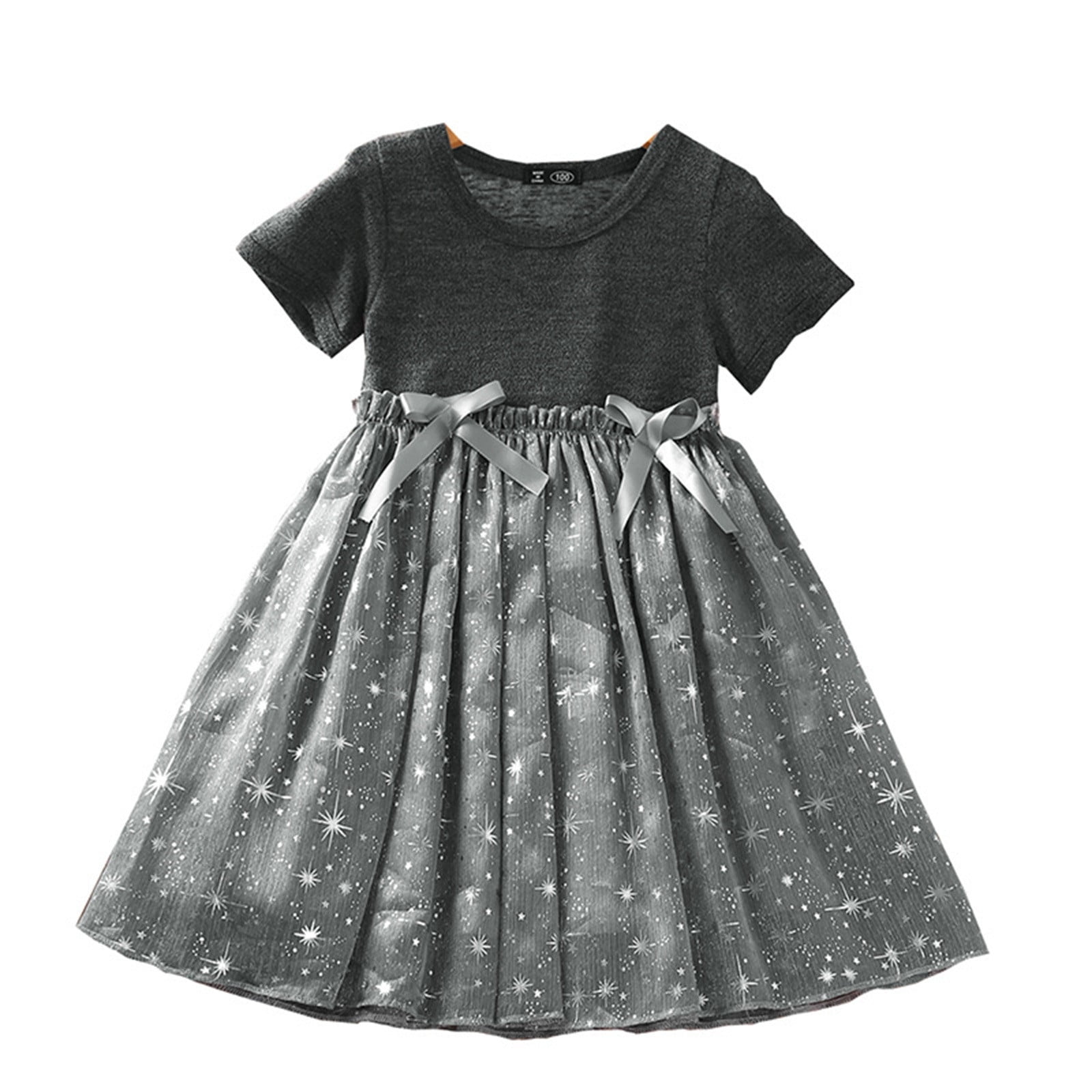 PEASKJP Girls Dresses Girl's Summer Dresses Ruffle Sleeve Tiered Swing ...