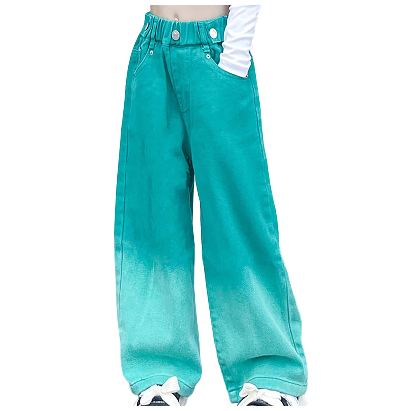 PEASKJP Girls Jeans Toddler Girl Jeans, Kid Wide Leg Slim Fit Fashion ...