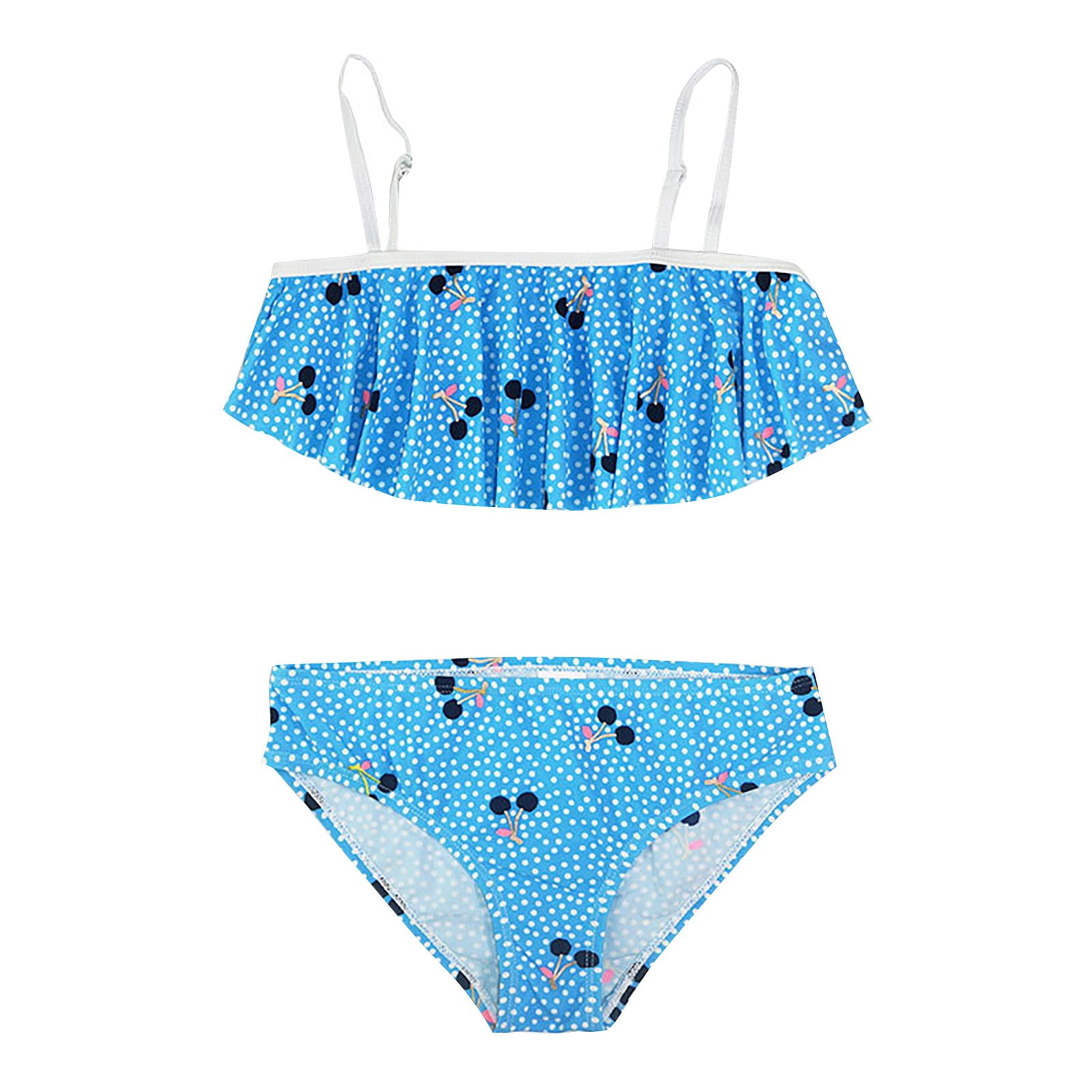 PEASKJP Girls Plus Size Swimsuit 2 Piece Bathing Suit Beach Ruffle ...
