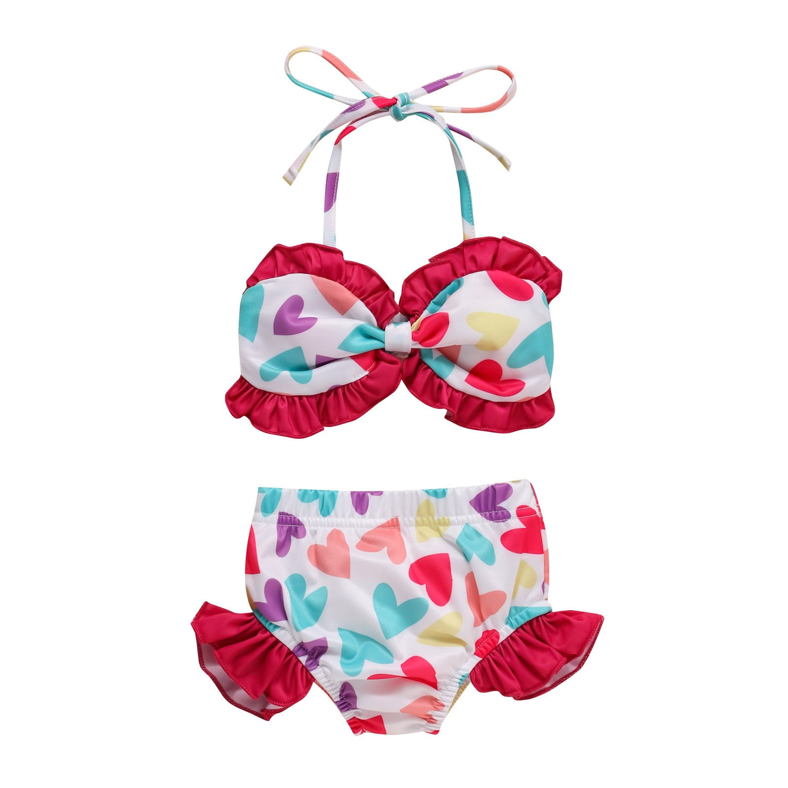 PEASKJP Girls Swimsuit Two Piece Girl's Strappy Bikini Set Two Piece ...