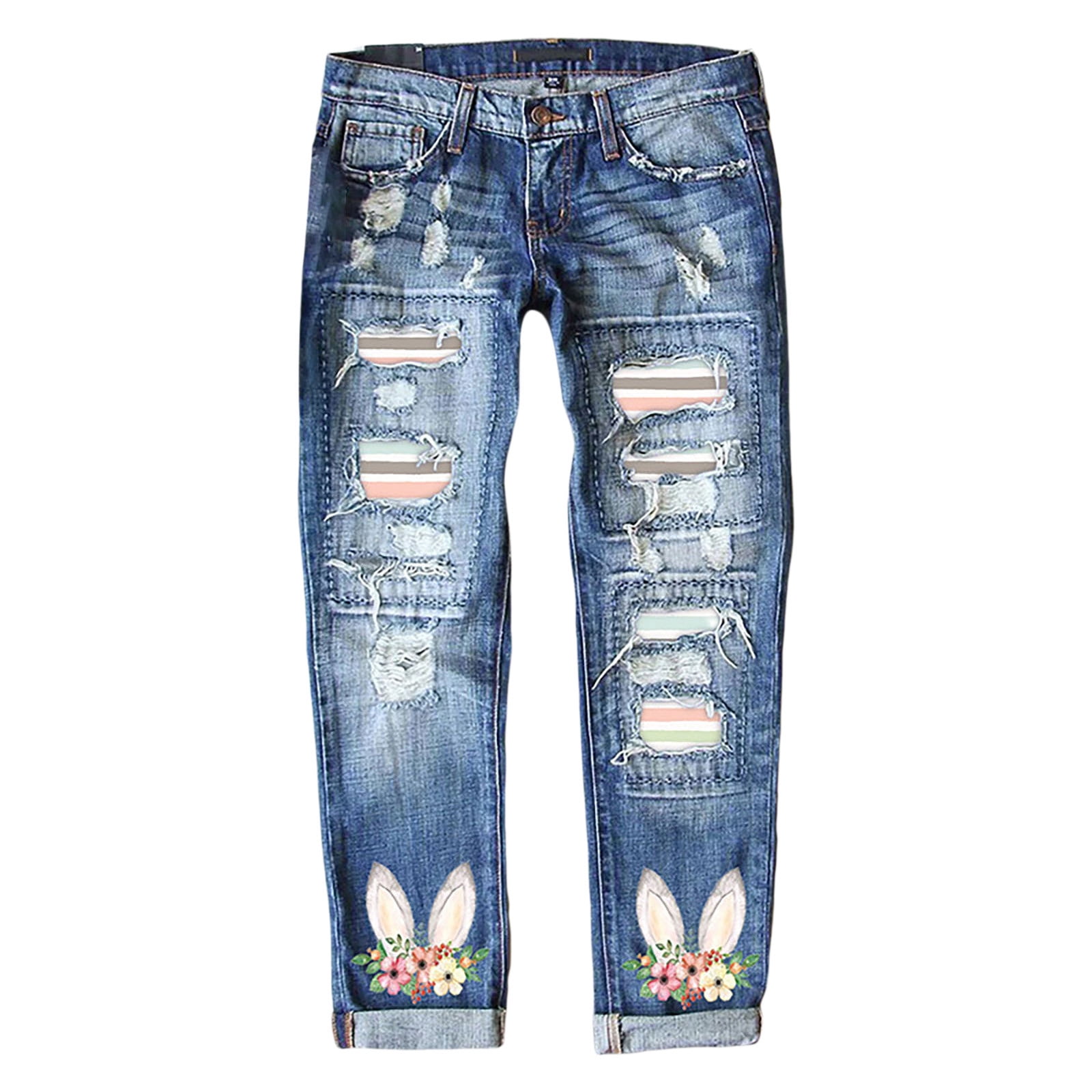 PEASKJP Jeans Women Women's Modern Skinny Boyfriend Jeans Denim Pants ...