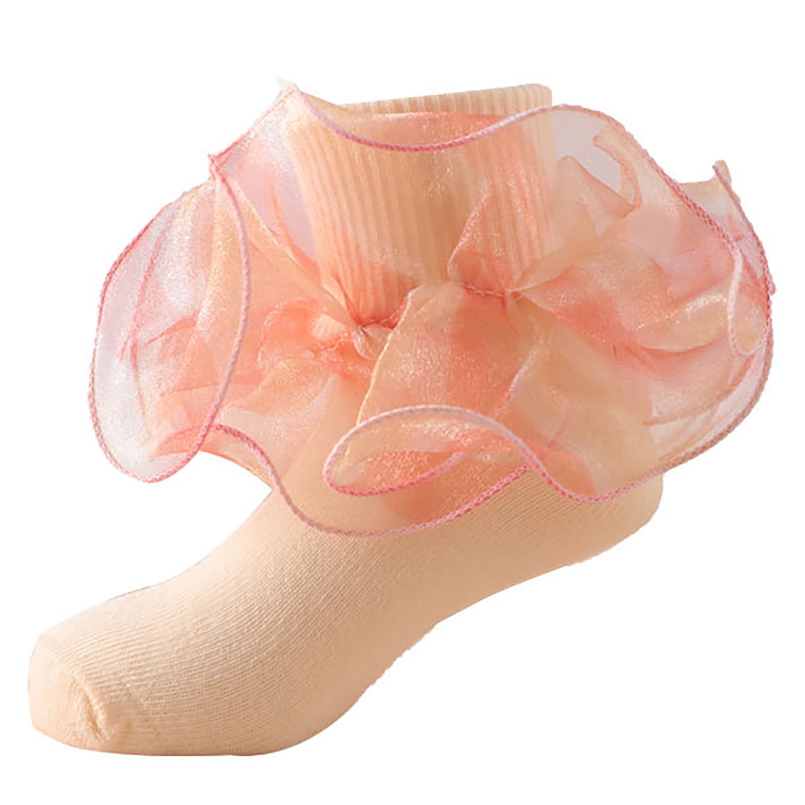 PEASKJP Little Girls Big Ruffle Socks Cute Double Lace Frilly Dress ...