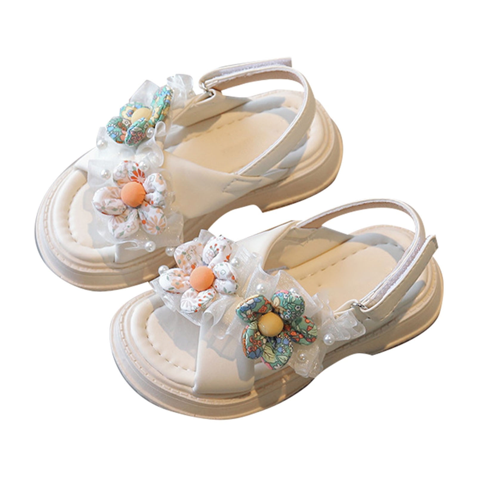 PEASKJP Little Girls Kids Open Toe Anti Slip Strap Sandals Buckle Sandals White 32 - Walmart.com