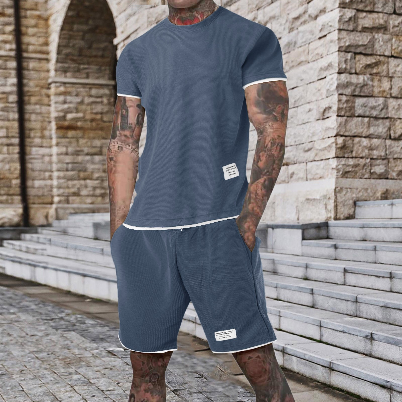 PEASKJP Matching Short Sets Shirts Shorts Outfits Mens Summer Casual ...