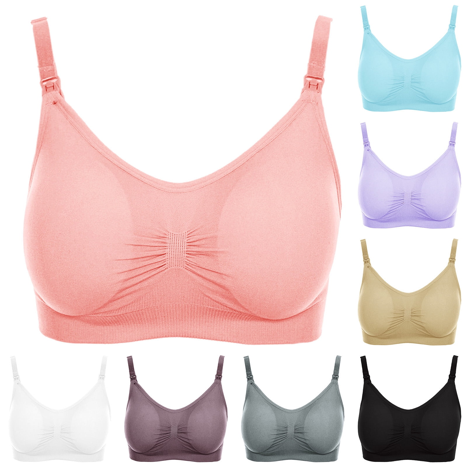 Peaskjp Maternity Bra Plus Size Maternity Nursing Bra Wireless Cotton