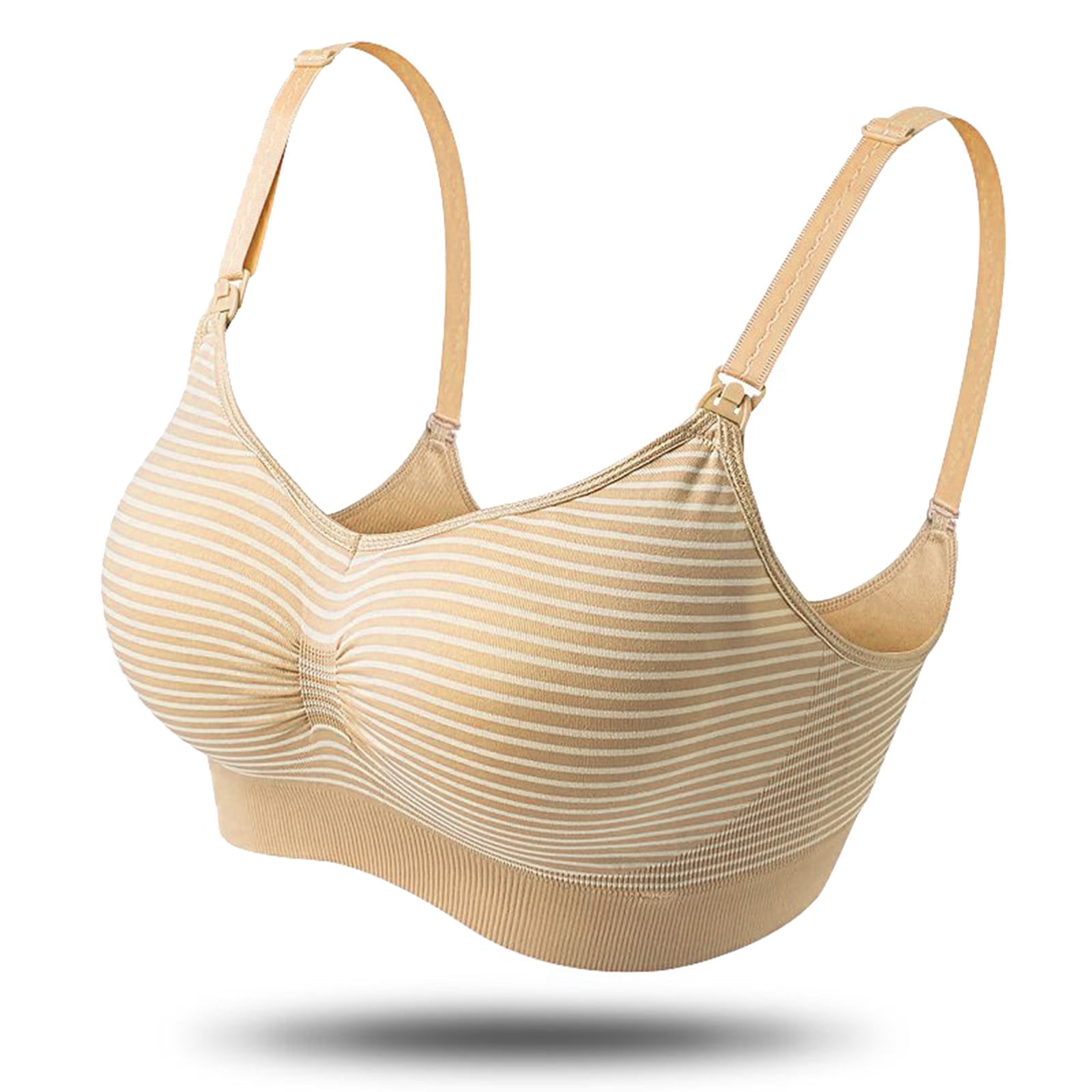 PEASKJP Maternity Bra Plus Size Women's Nursing Bra Wirefree Padded ...