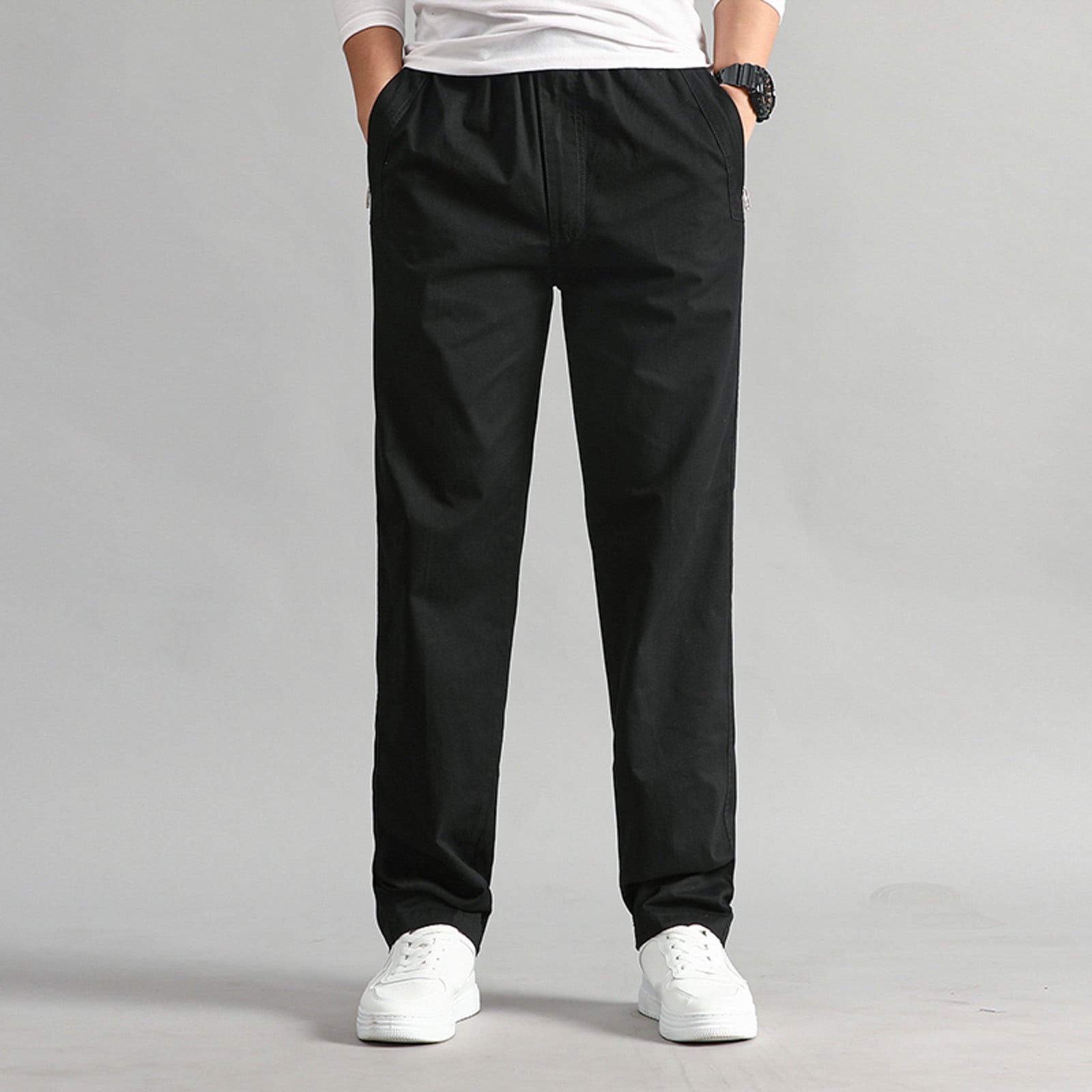 PEASKJP Men Cargo Pants Stretch Men's Capri Long Twill Cargo Pants ...
