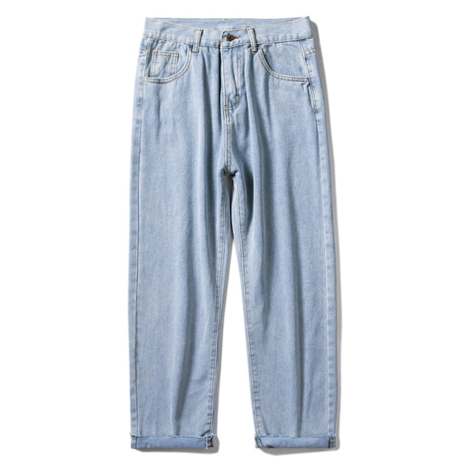 PEASKJP Men Jeans Bootcut Men's Classic 5-Pocket Relaxed Fit Boot Cut ...