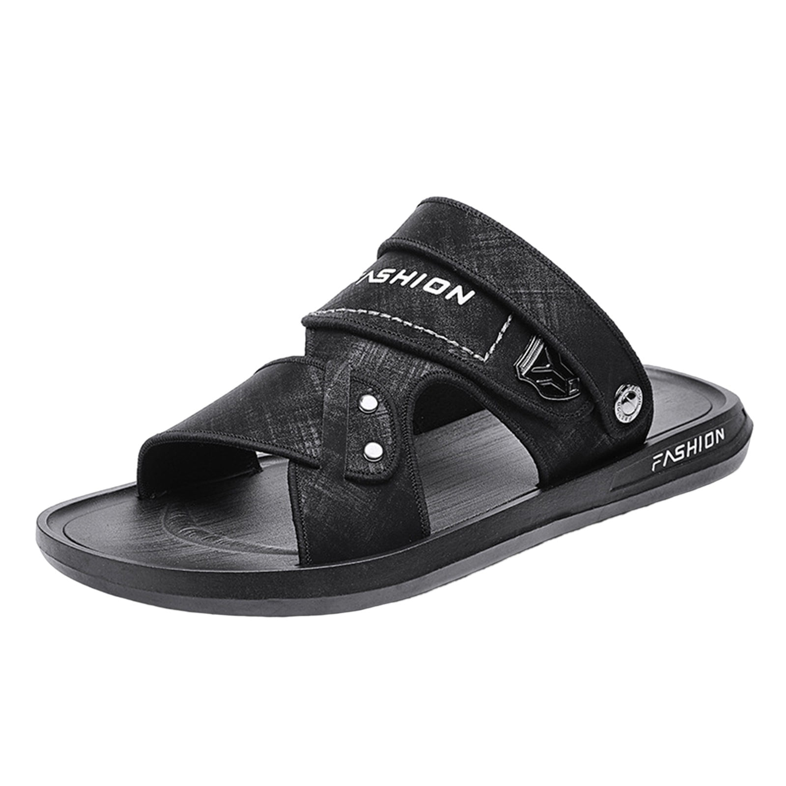 PEASKJP Men Shoes Flat Sandals Dual Use Slippers Sandals Beach Wear ...