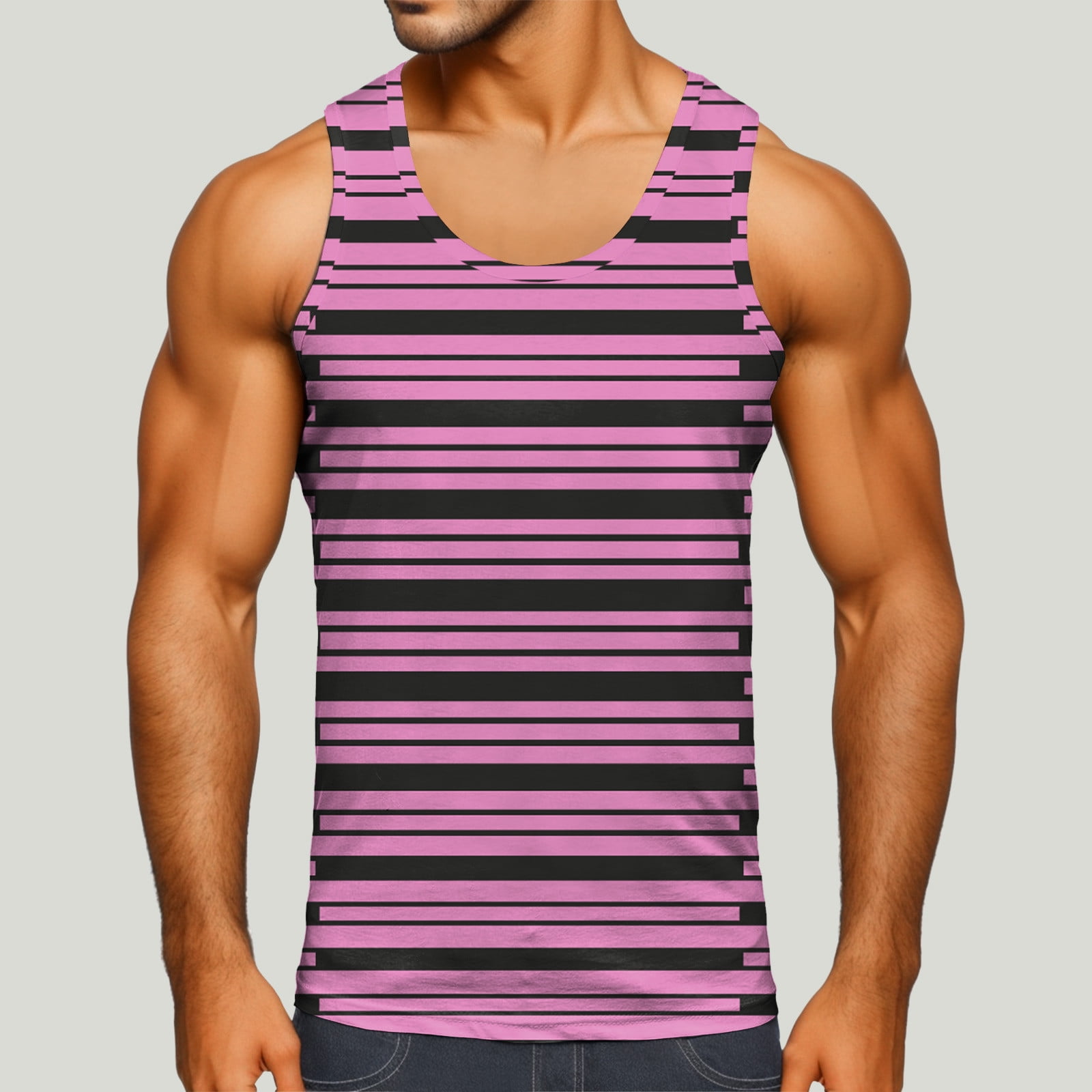 PEASKJP Men Tank Tops Graphic Men's Double Muscle Tank Men’s Sleeveless ...