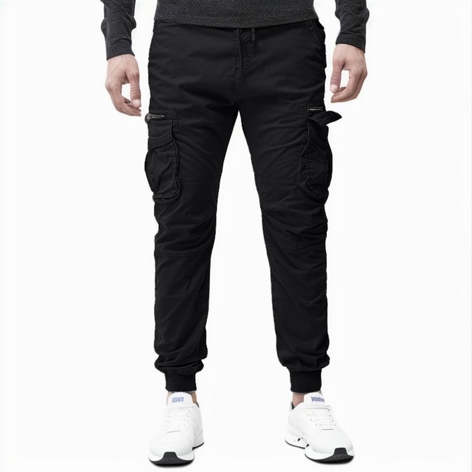 PEASKJP Men's Cargo Pants Men's Casual Loose Fit Multi Pockets Cargo ...