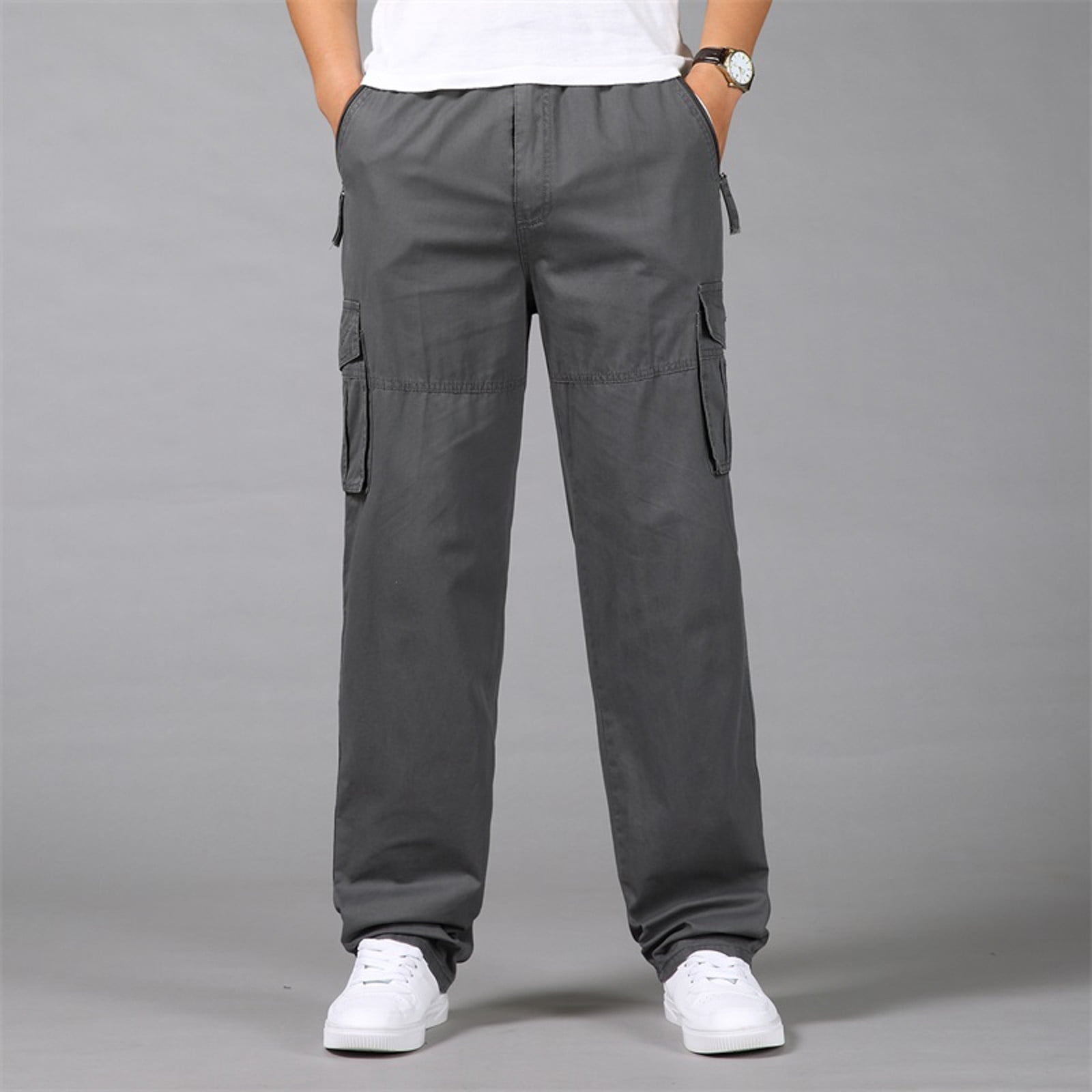 PEASKJP Men's Cargo Pants Relaxed Fit Mens Cargo Pants Casual Outdoor ...