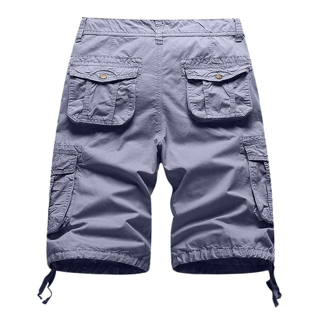 PEASKJP Men's Cargo Shorts Men's Capri Pants Twill Elastic Below Knee ...