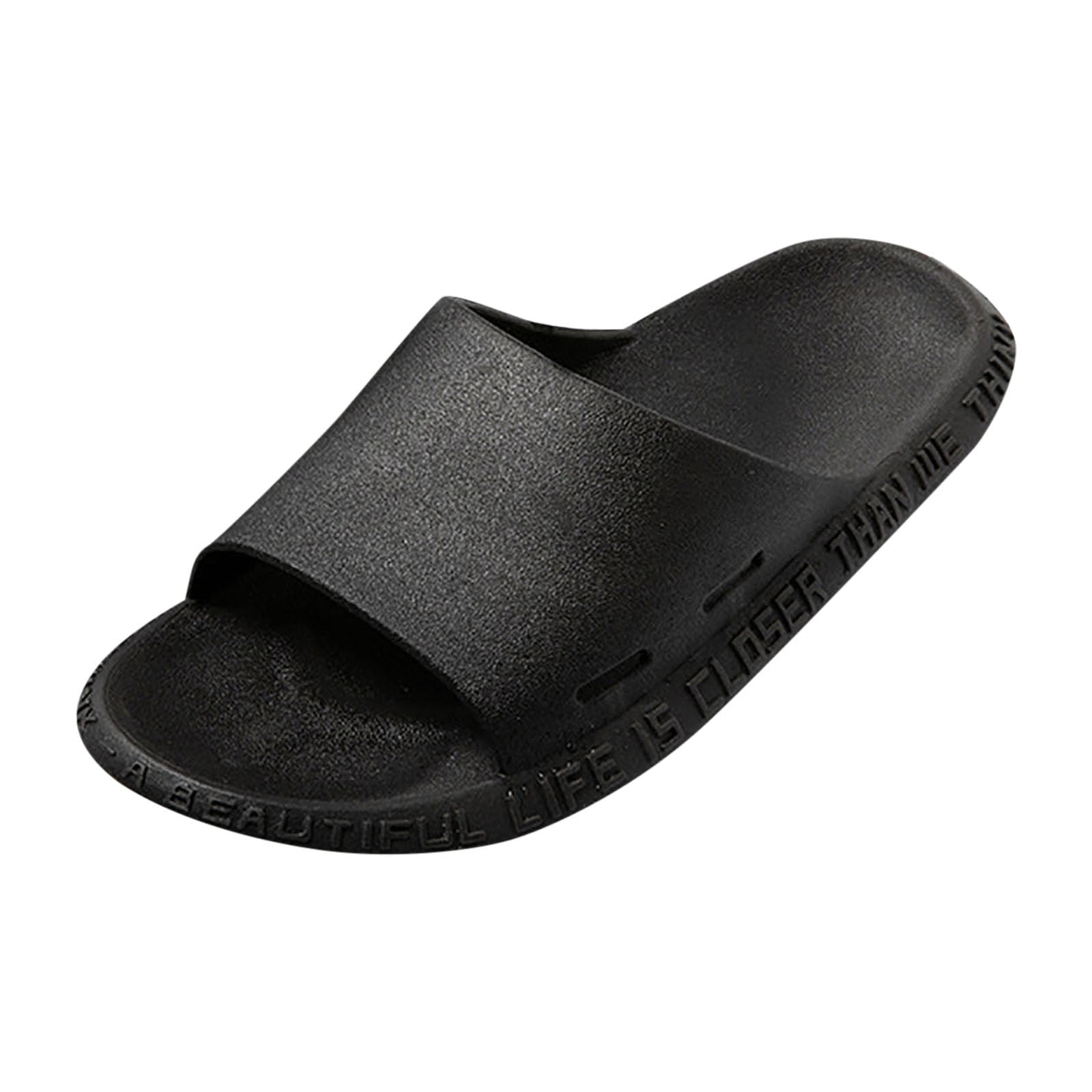 PEASKJP Men's Casual Beach Slides Open Toe Shower Slide Sandals Black ...