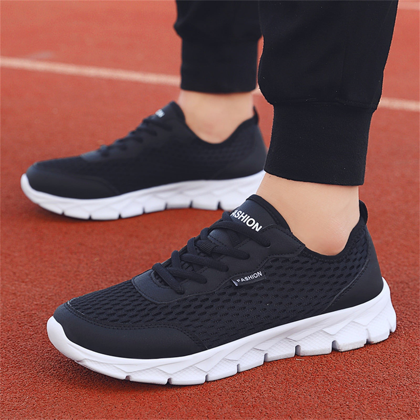PEASKJP Men's Fashion Sneakers Mesh Breathable Comfortable Walking ...