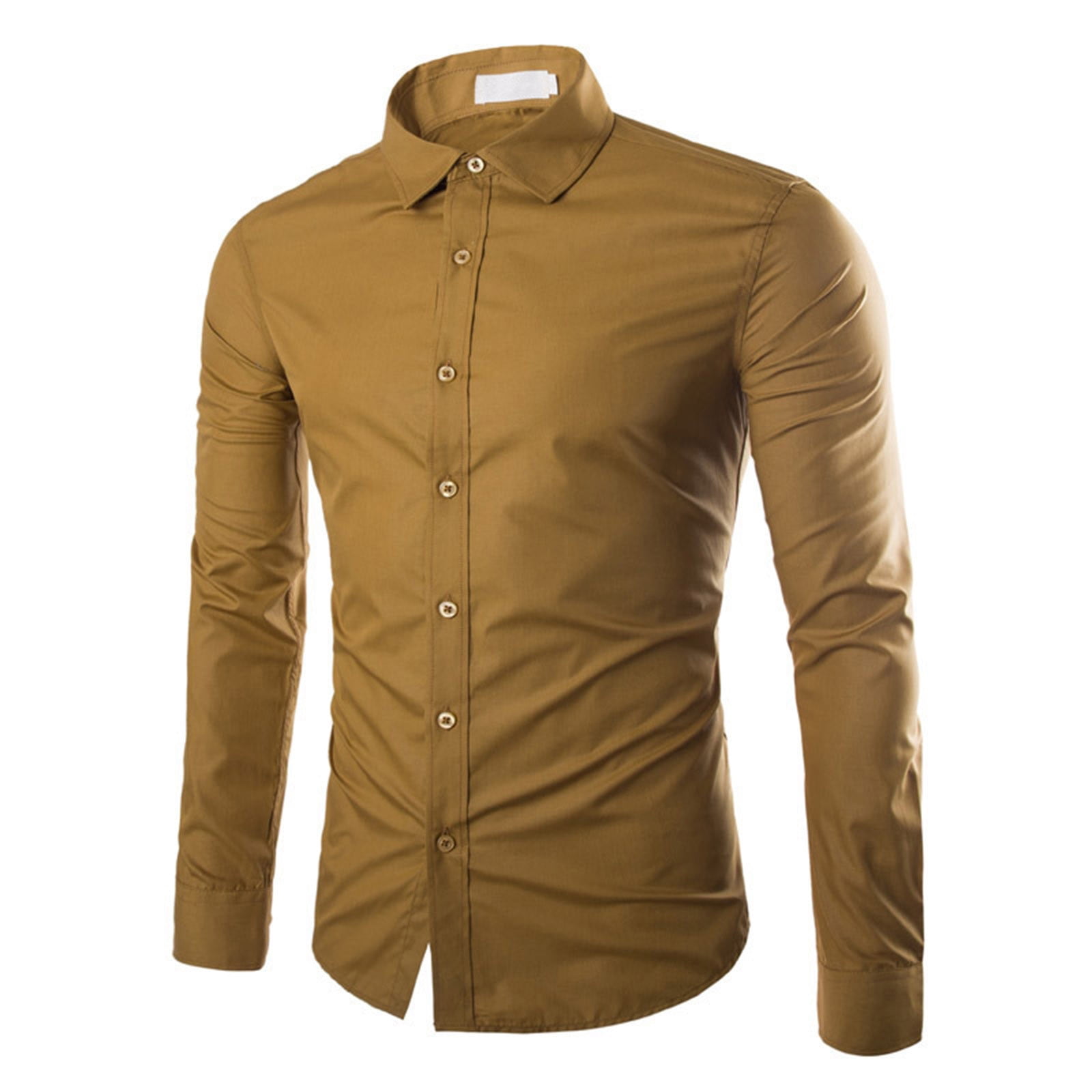 PEASKJP Men's Linen Shirt Classic Fit Long Sleeve Button One Open ...