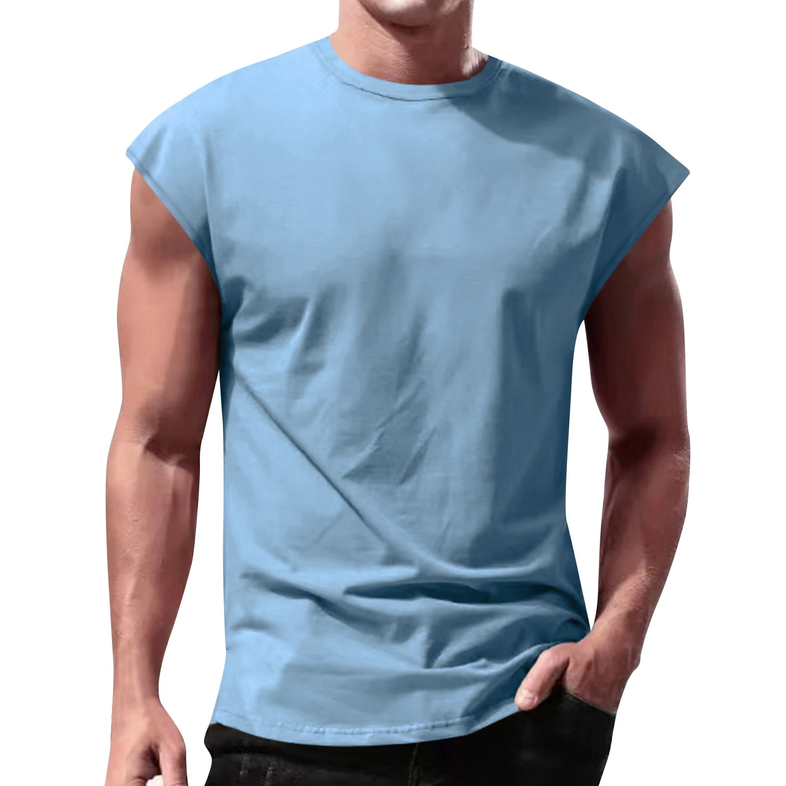 PEASKJP Men's Tank Tops Beach Men's Workout Tank Tops Gym Sleeveless ...
