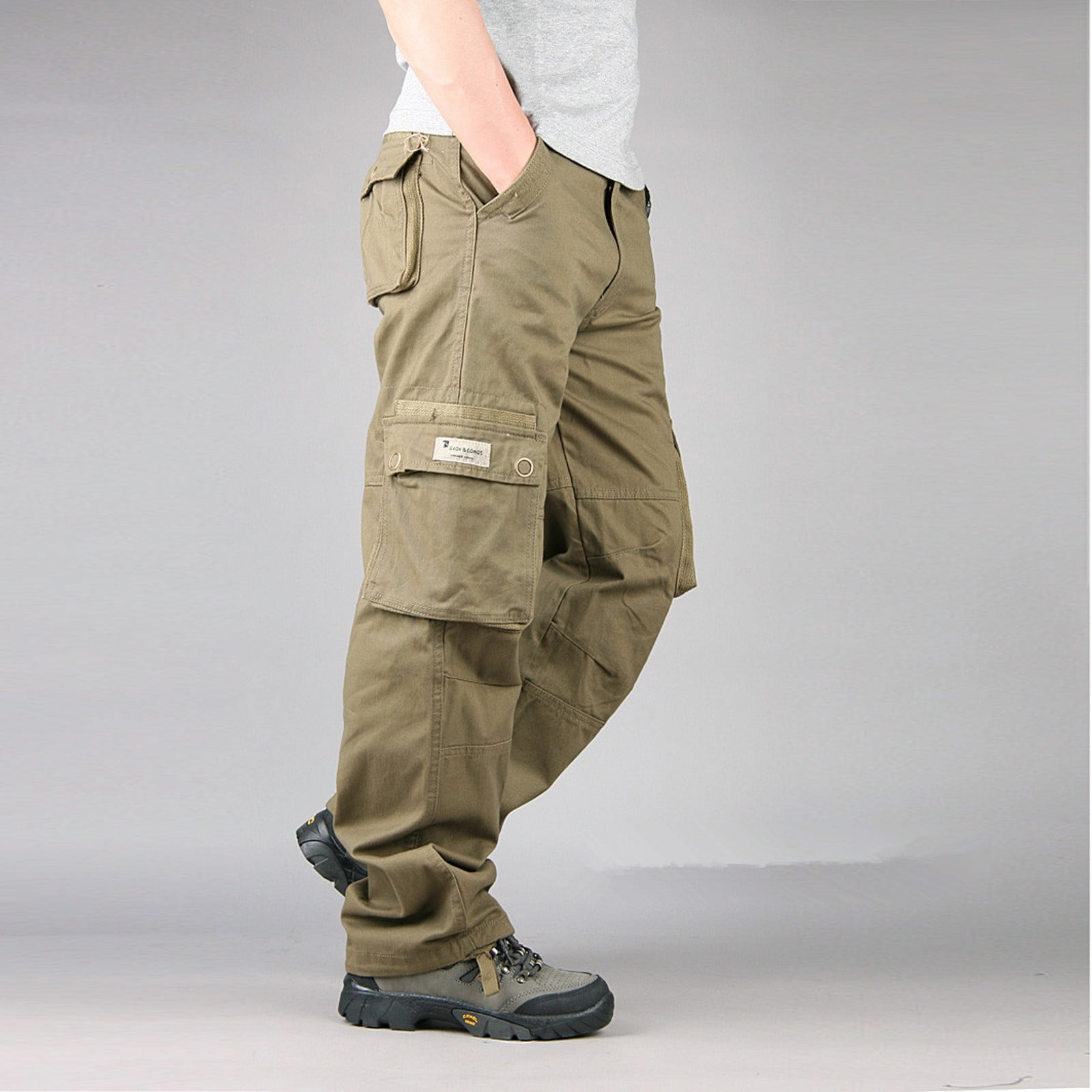 PEASKJP Mens Cargo Pants Mens Camo Multi Pockets Pants Relaxed Fit ...