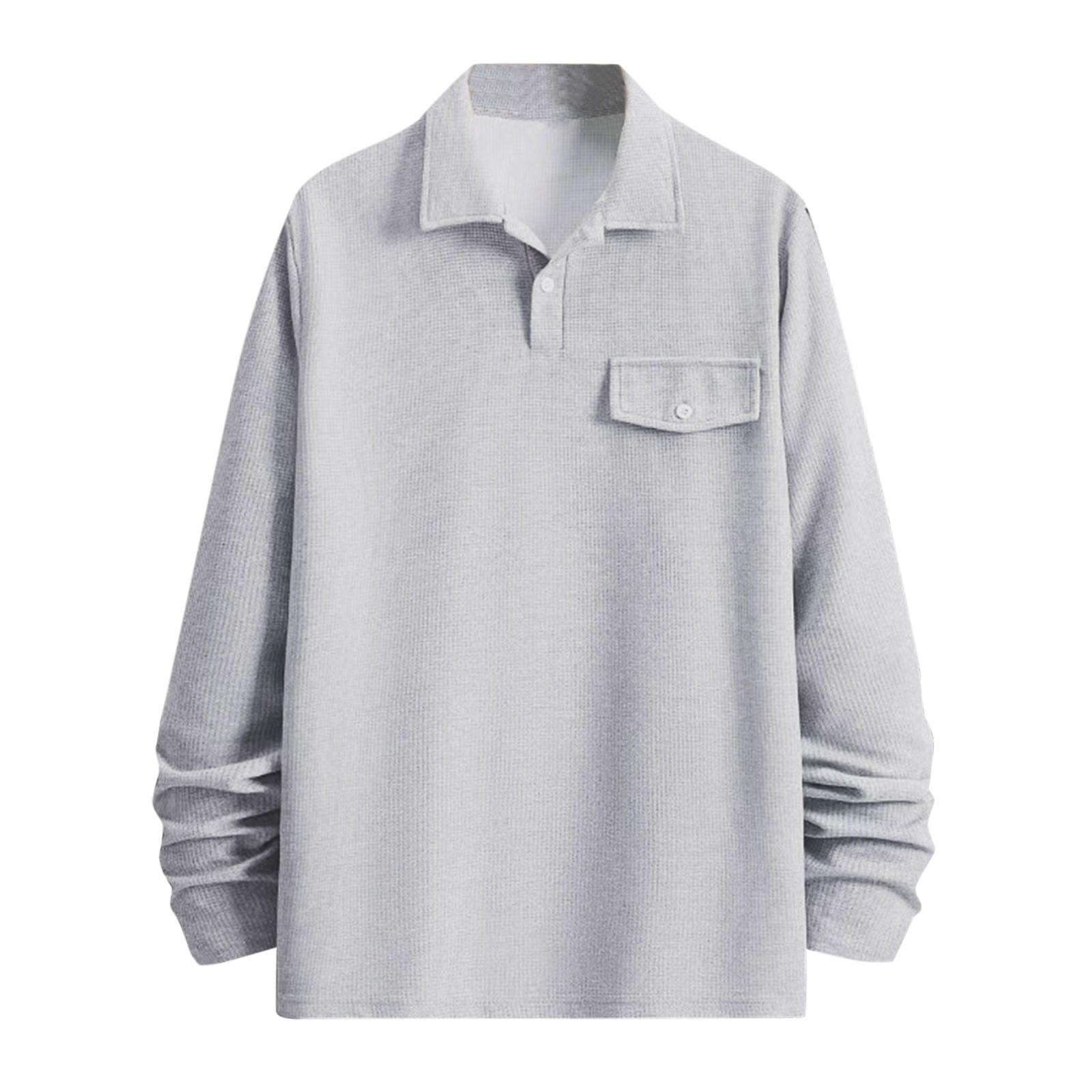 PEASKJP Mens Polo Long Sleeve Polo T Shirts for Men Men's Long Sleeve Polo Shirt Golf Polo (Grey ...