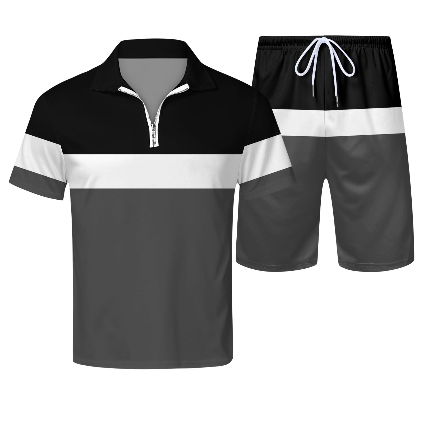 PEASKJP Mens Short Set Men's Sets Casual Button Down 2 Piece Suit ...