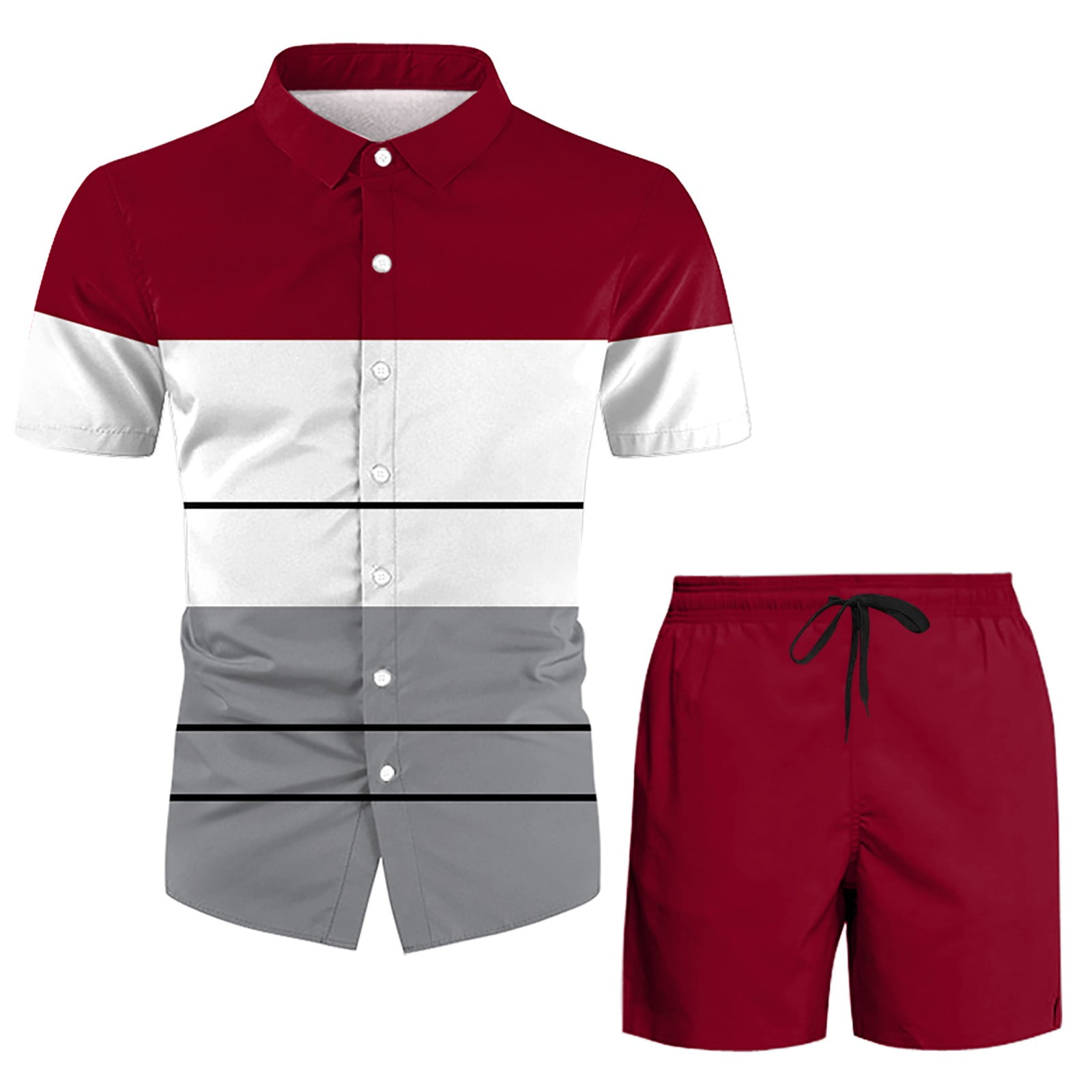 Peaskjp Mens Shorts Tracksuit Mens Shirt And Short Sets Casual Two
