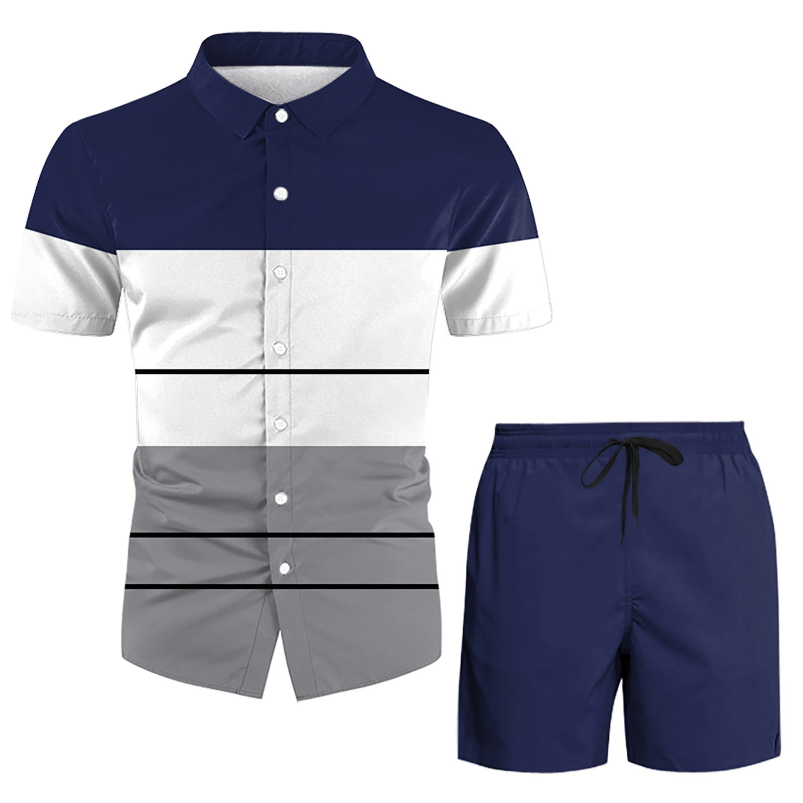 Peaskjp Mens Shorts Tracksuit Mens 2 Pieces Shirts And Shorts Set