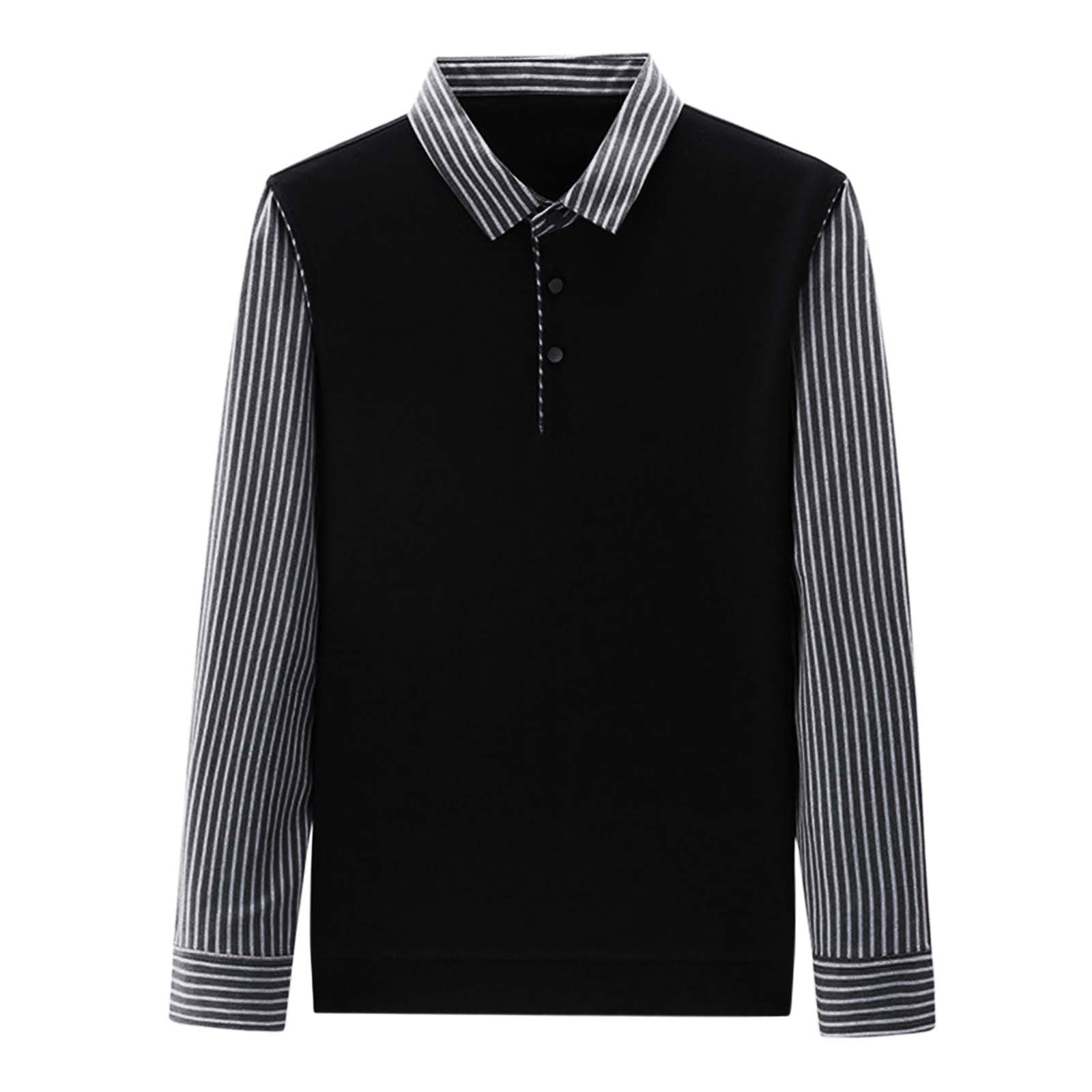 PEASKJP Mens Winter Polos Long Sleeve Men's Polo Shirts Mens Shirts Long Sleeve Casual Stretch ...