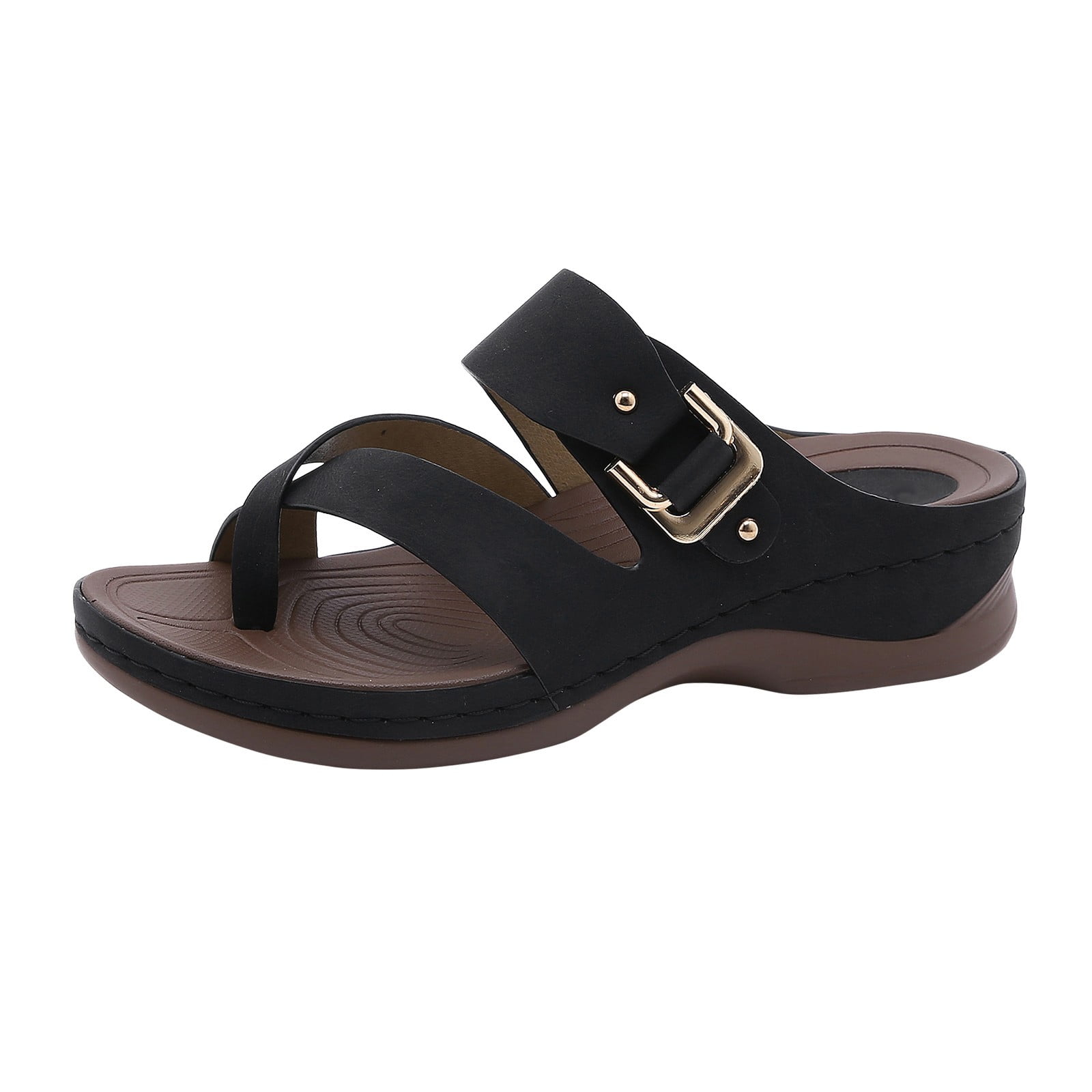 PEASKJP Platform Sandals Comfortable Womens Lace up Square Toes Flat ...