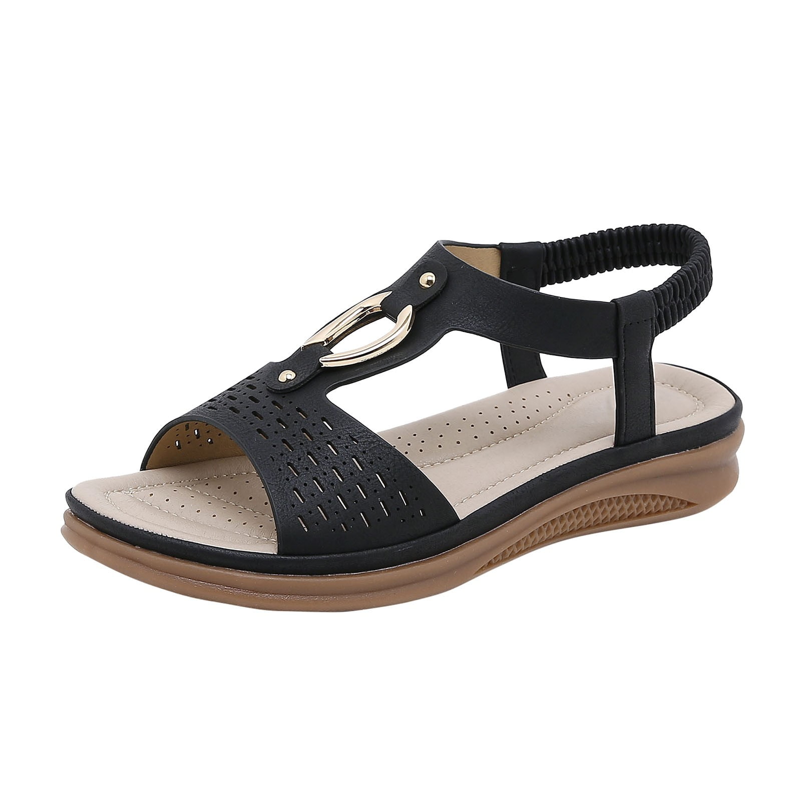 PEASKJP Sandals for Women Dressy Womens Lace up Square Toes Flat ...