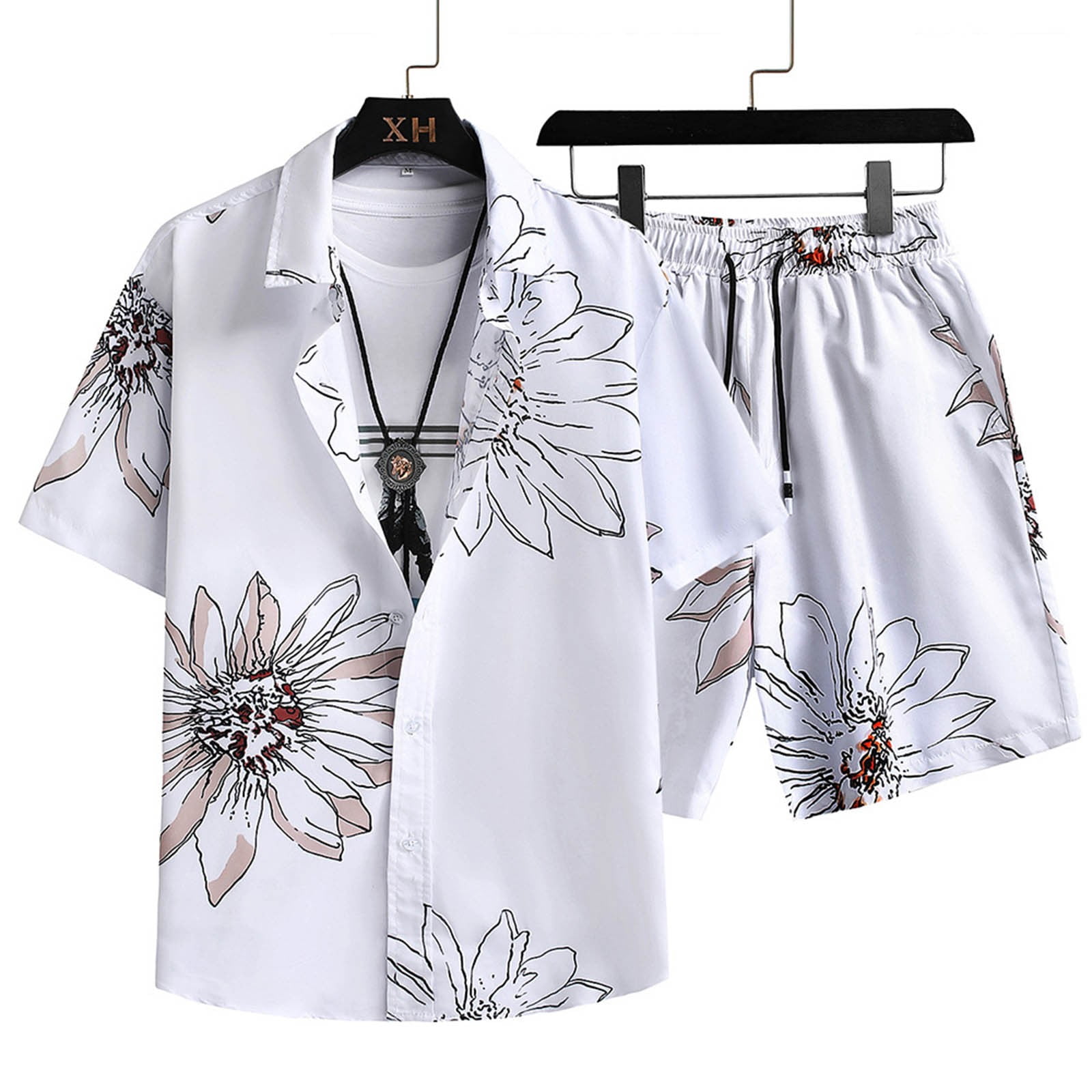 PEASKJP Short Outfits for Men Mens 2 Piece Zip Tracksuit Short Sleeve ...