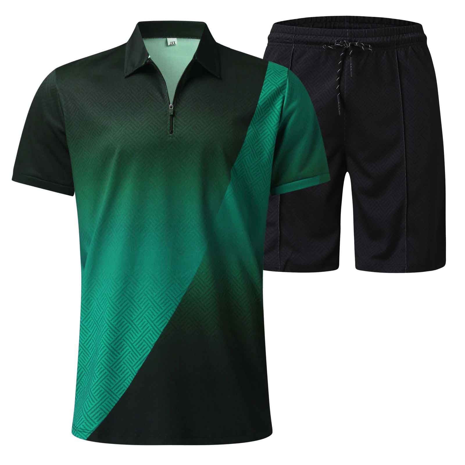 Peaskjp Short Set For Men Casual Mens Polo Shirt And Shorts Set Summer