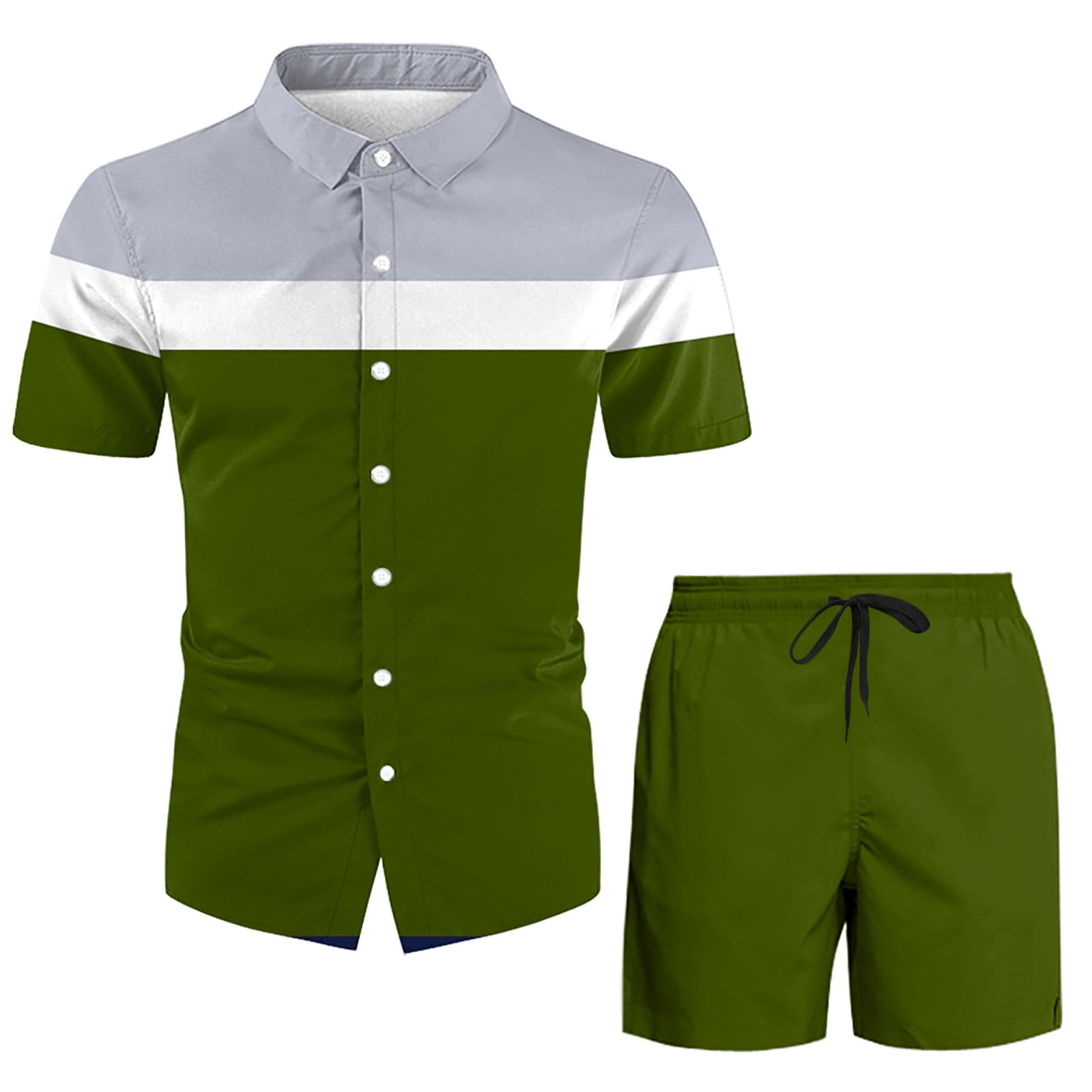 Peaskjp Short Set Shirts Shorts Outfits Mens Summer Casual Tracksuit 2