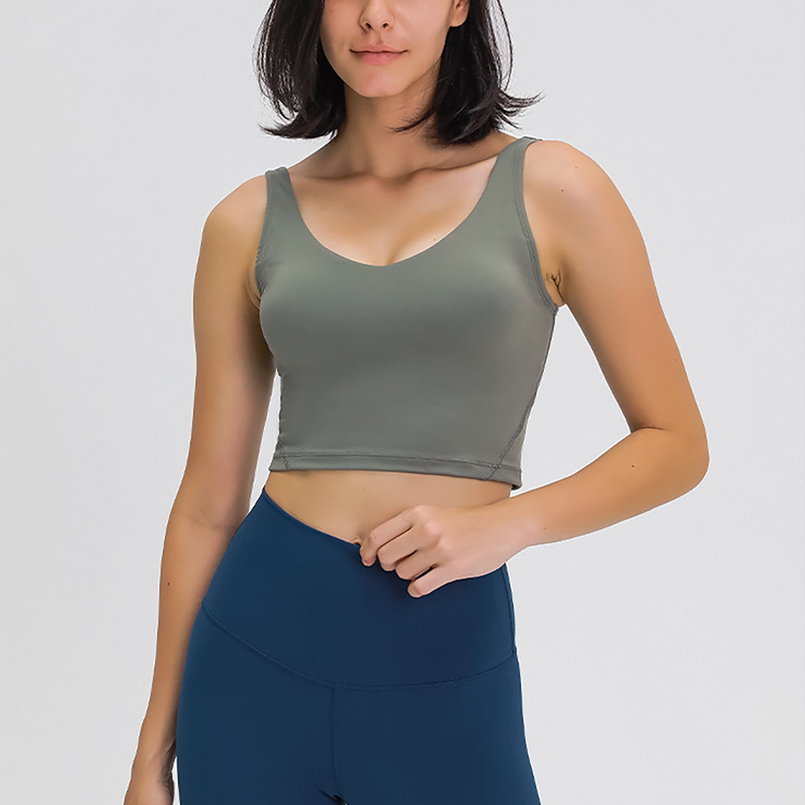 PEASKJP Sport Bras For Women Women's Medium Support Crop Top Seamless ...