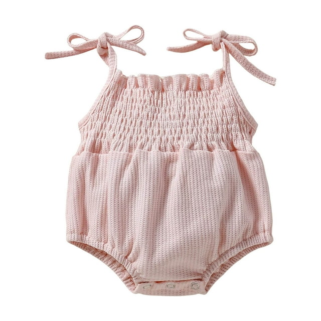 PEASKJP Summer Baby Girl Clothes Newborn Baby Girls Ribbed Bodysuit Outfits Spring Summer ...