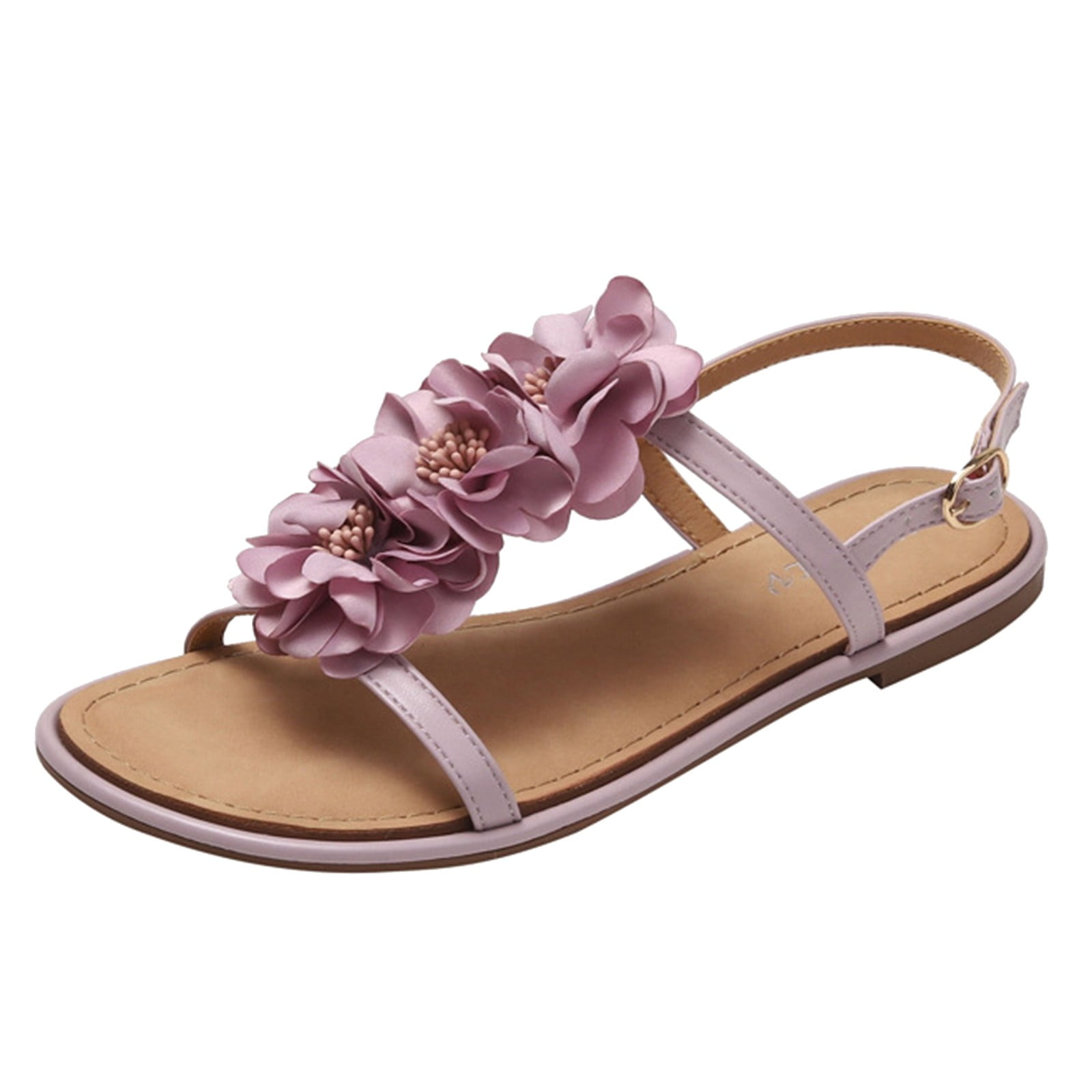 Peaskjp Summer Sandals Womens Flat Sandals With Rhinestone Open Toe Elastic Slip On Slingback