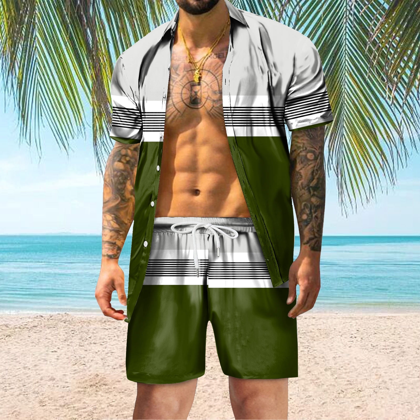 PEASKJP Summer Sets Men 2 Piece Men's Mesh Sport T Shirts and Shorts ...