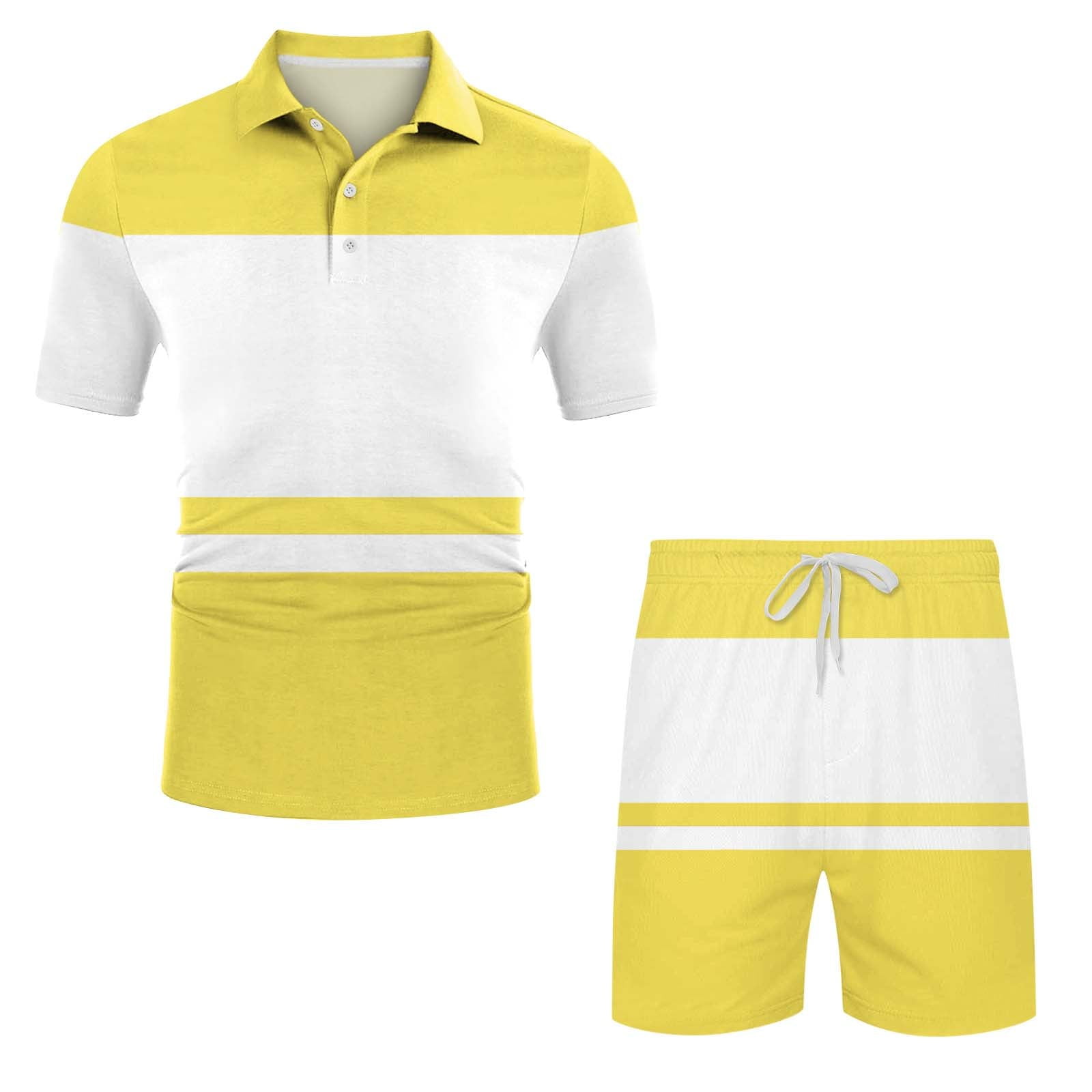 PEASKJP Summer Short Sets Men 2 Piece Outfits Men's Sets Button Down ...