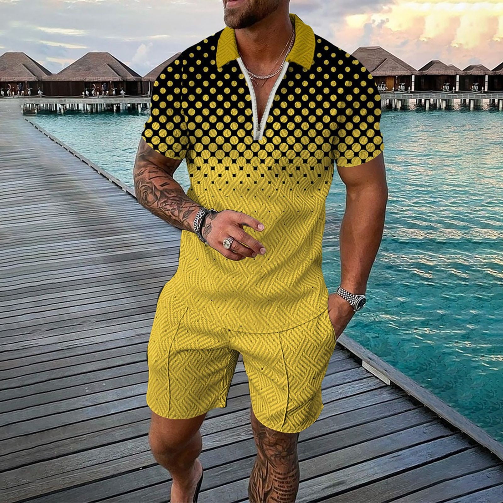 PEASKJP Summer Short Sets Men 2 Piece Outfits Mens Linen Sets Outfits 2 ...