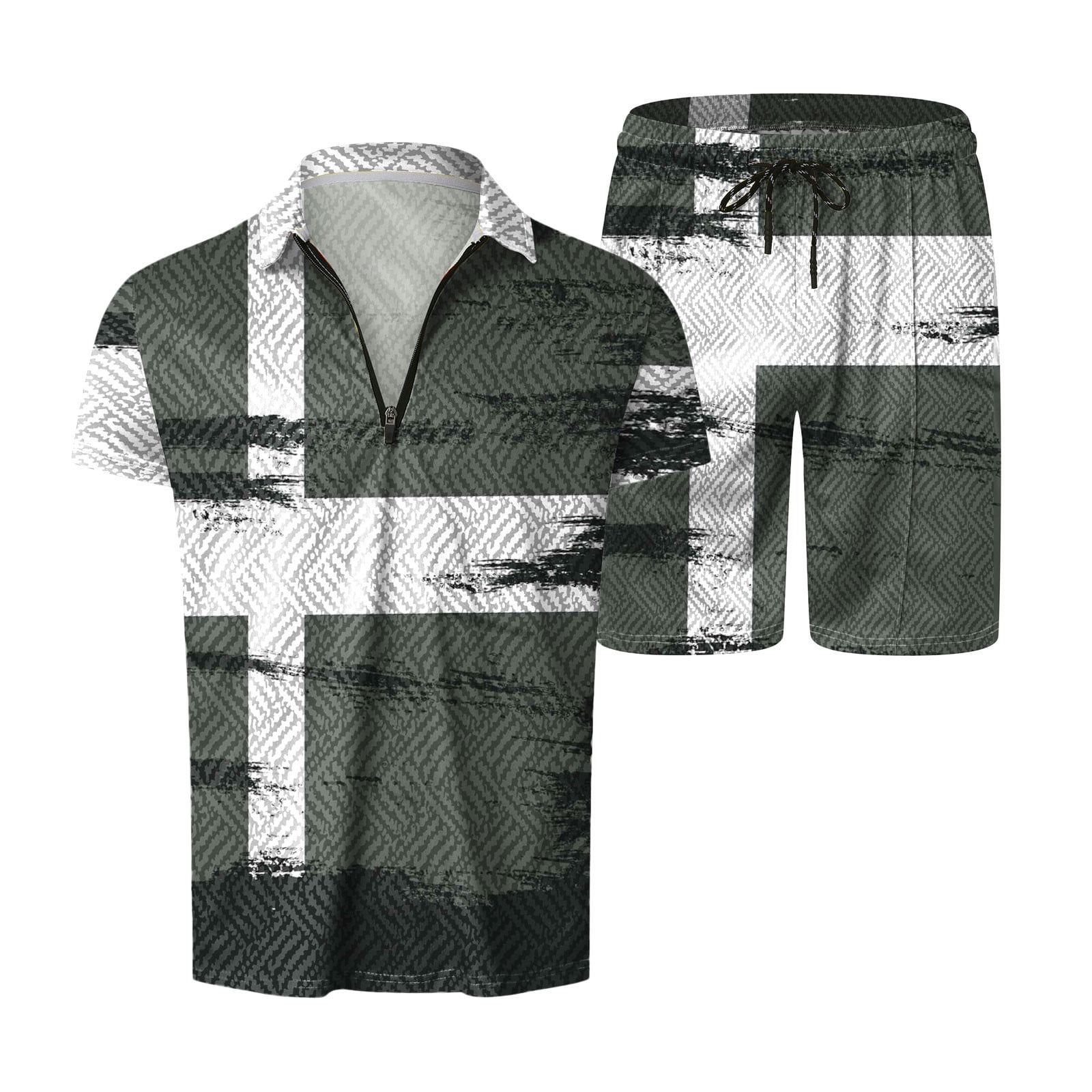 PEASKJP Summer Short Sets Men 2 Piece Outfits Mens Short Sets 2 Piece ...